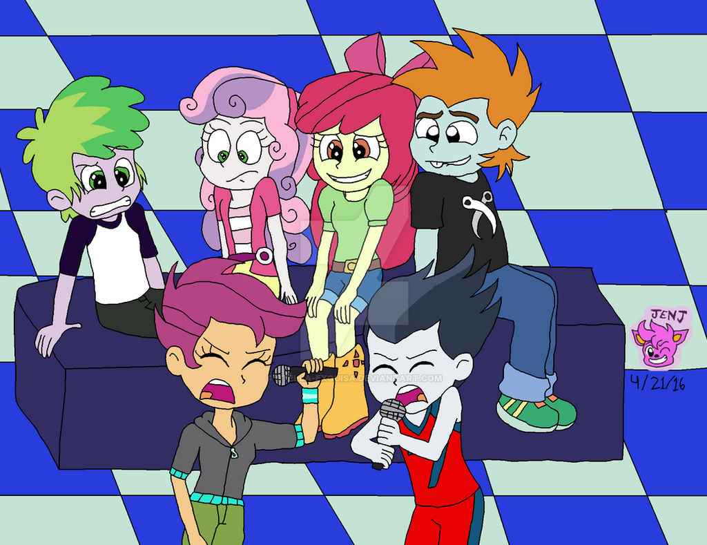 #3088870 - safe, artist:stella-exquisa, apple bloom, rumble, scootaloo ...