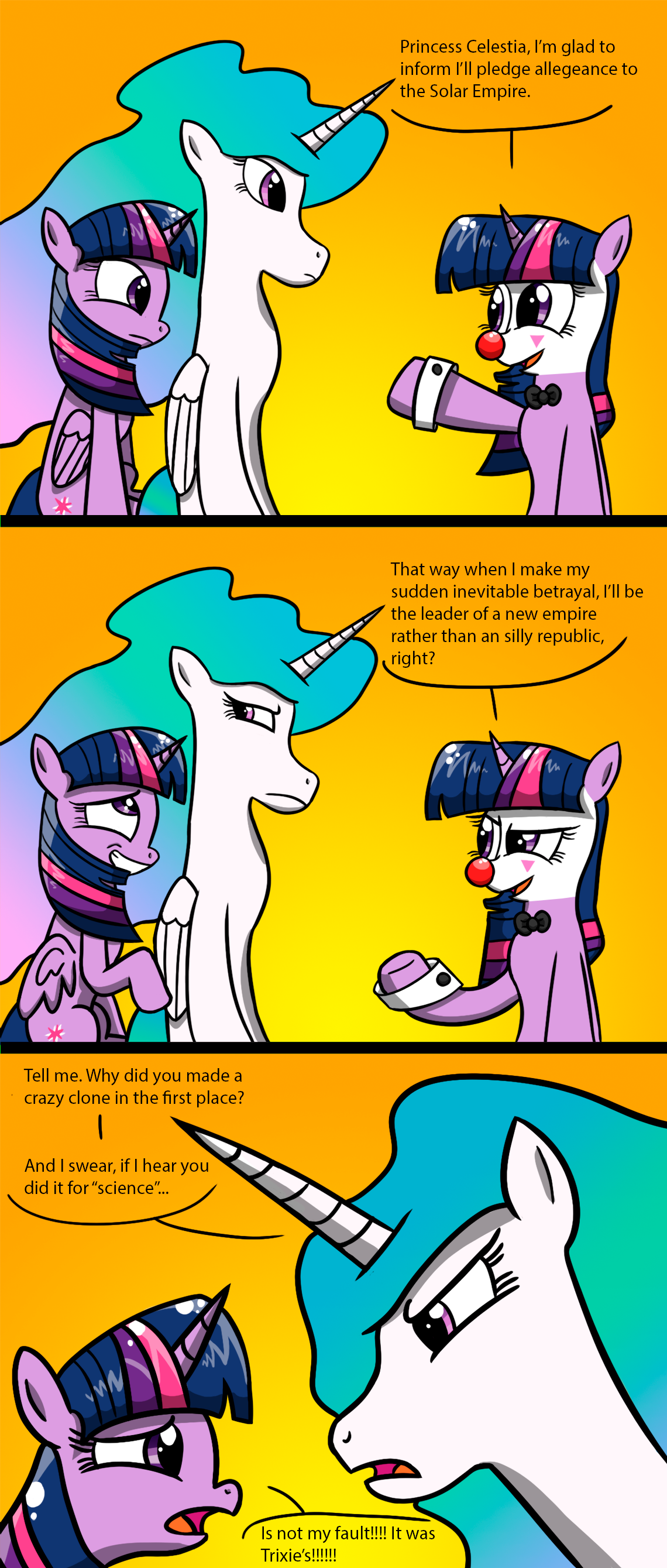 #3092601 - safe, artist:twi clown, princess celestia, twilight sparkle ...