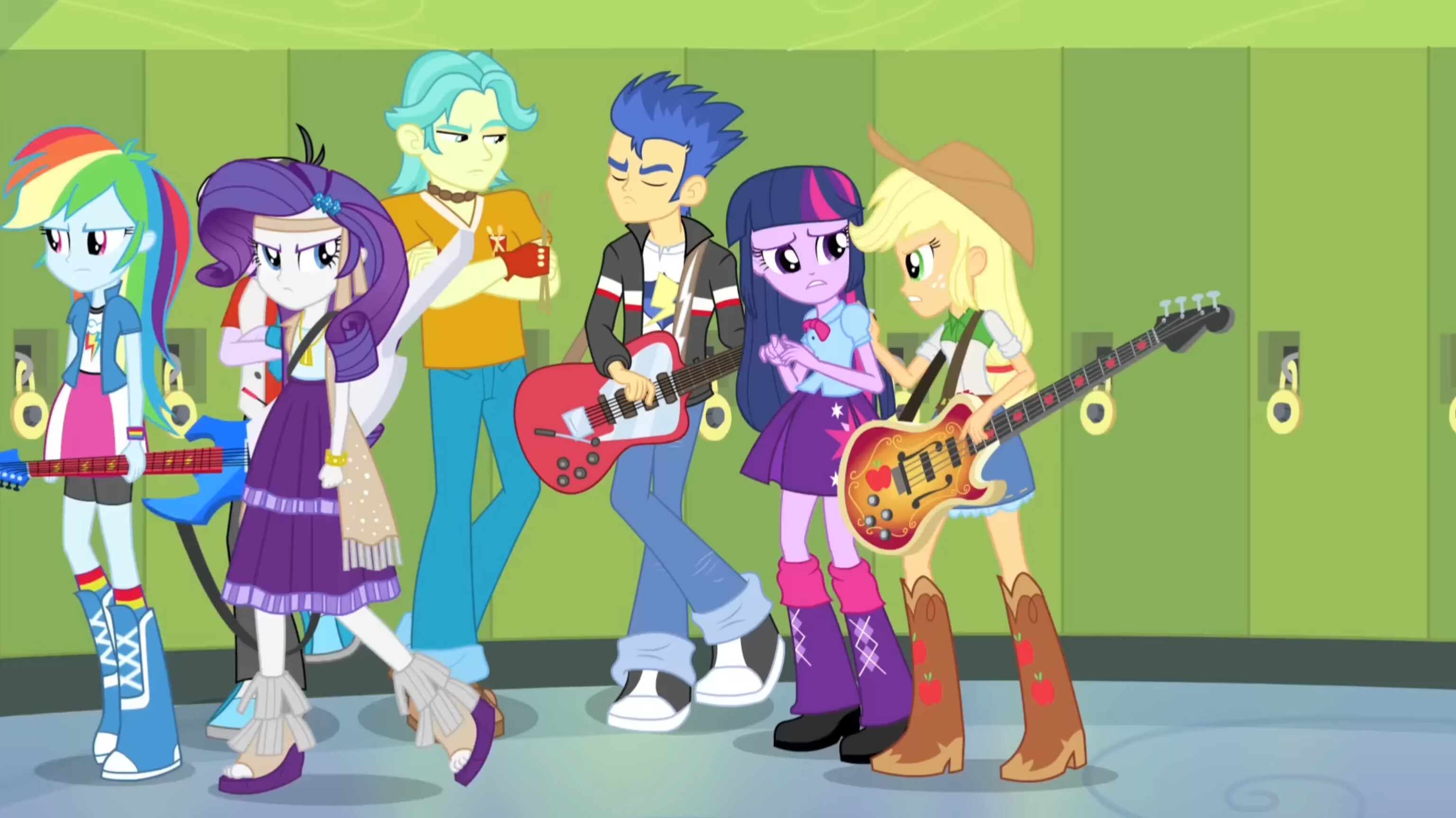 #3118109 - safe, screencap, applejack, flash sentry, rainbow dash ...