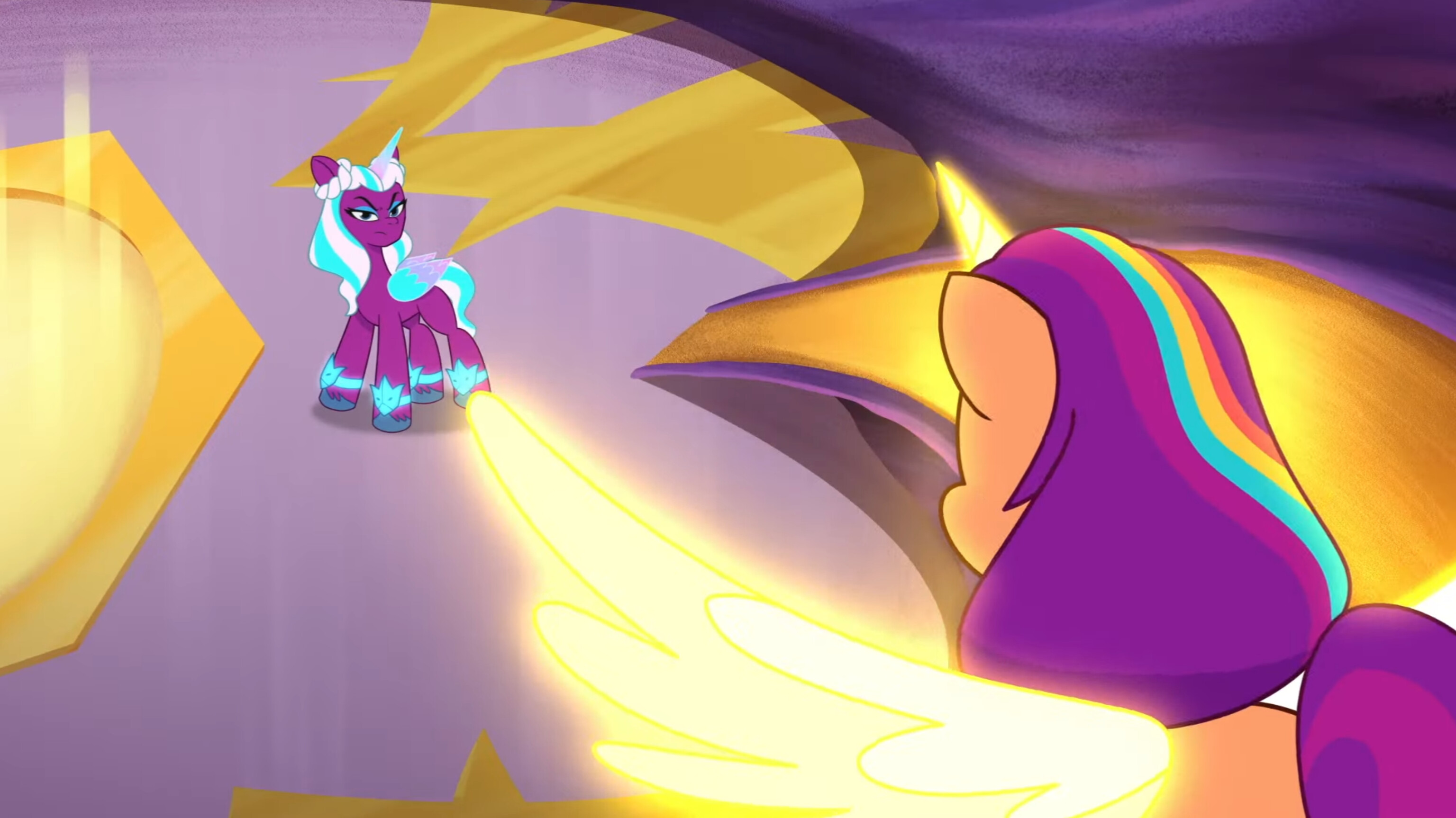 #3144905 - safe, screencap, opaline arcana, sunny starscout, alicorn, pony, g5, i've seen fire ...