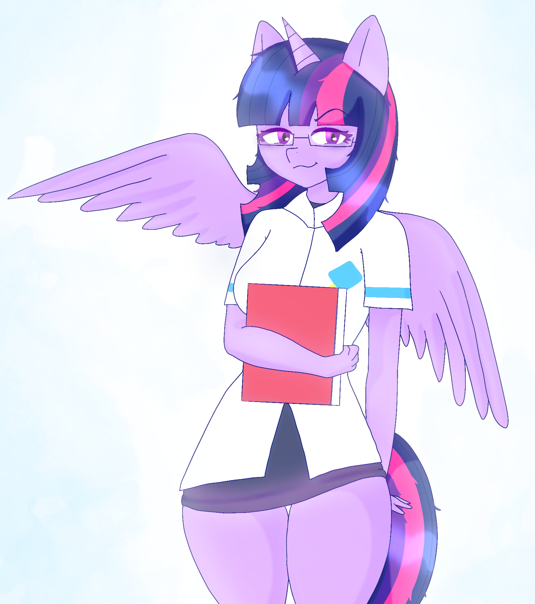 3153097 Safe Anonymous Artist Twilight Sparkle Alicorn Anthro Berdly Book Breasts