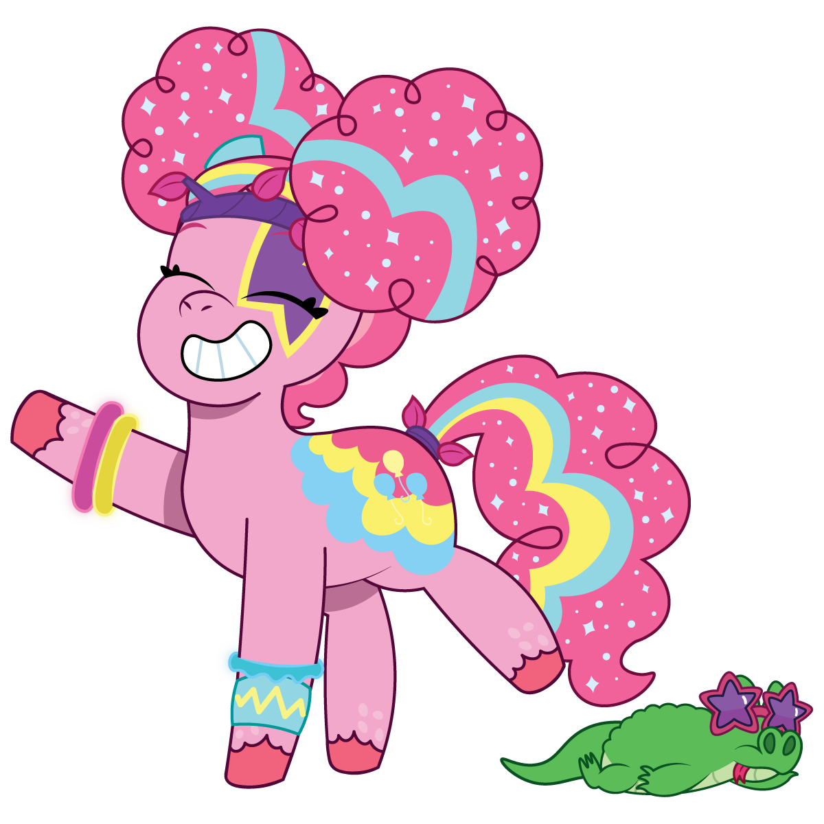 #3137941 - safe, artist:prixy05, gummy, pinkie pie, alligator, earth ...