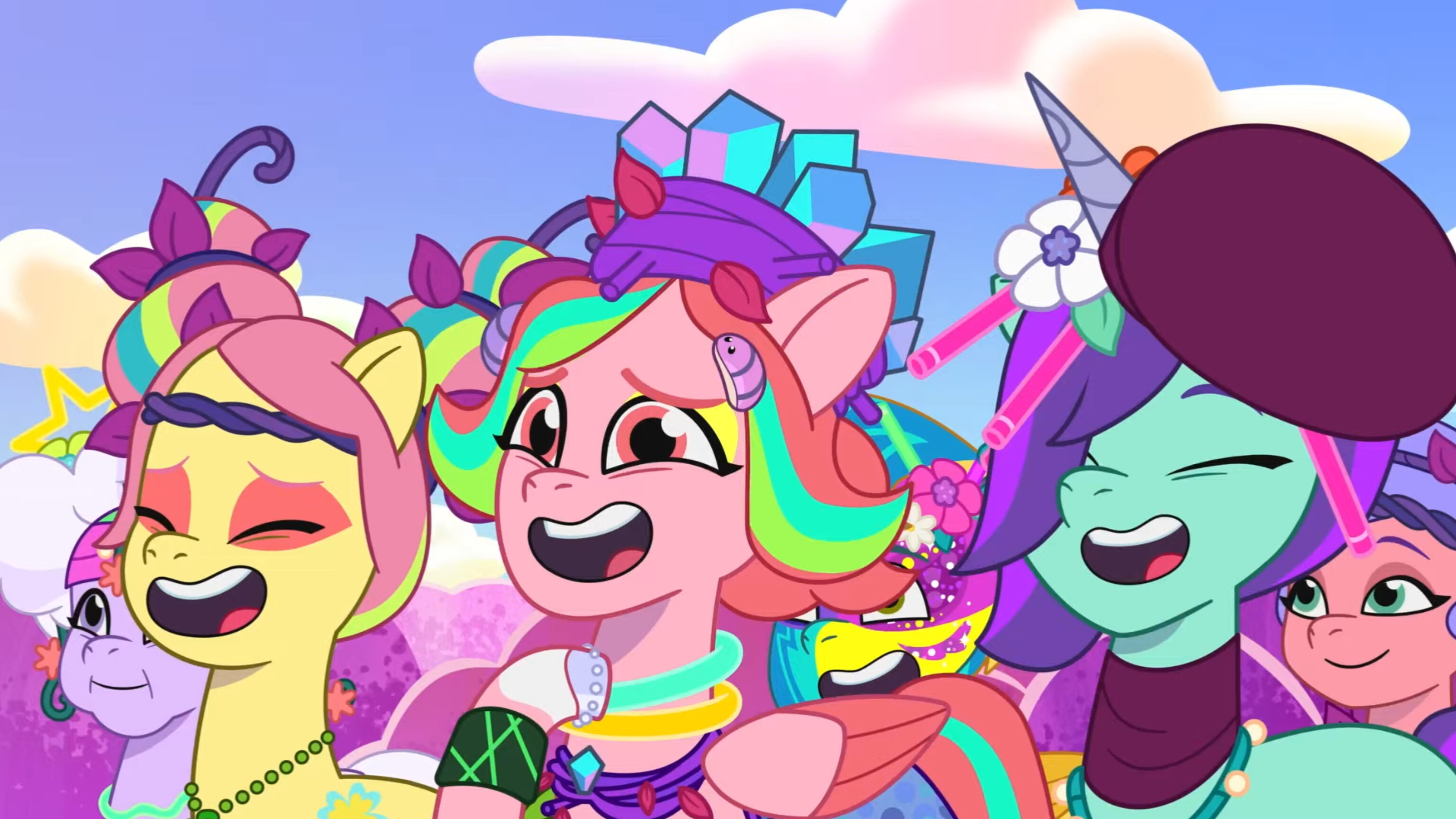 #3167013 - safe, screencap, onyx, posey bloom, windy (g5), earth pony ...