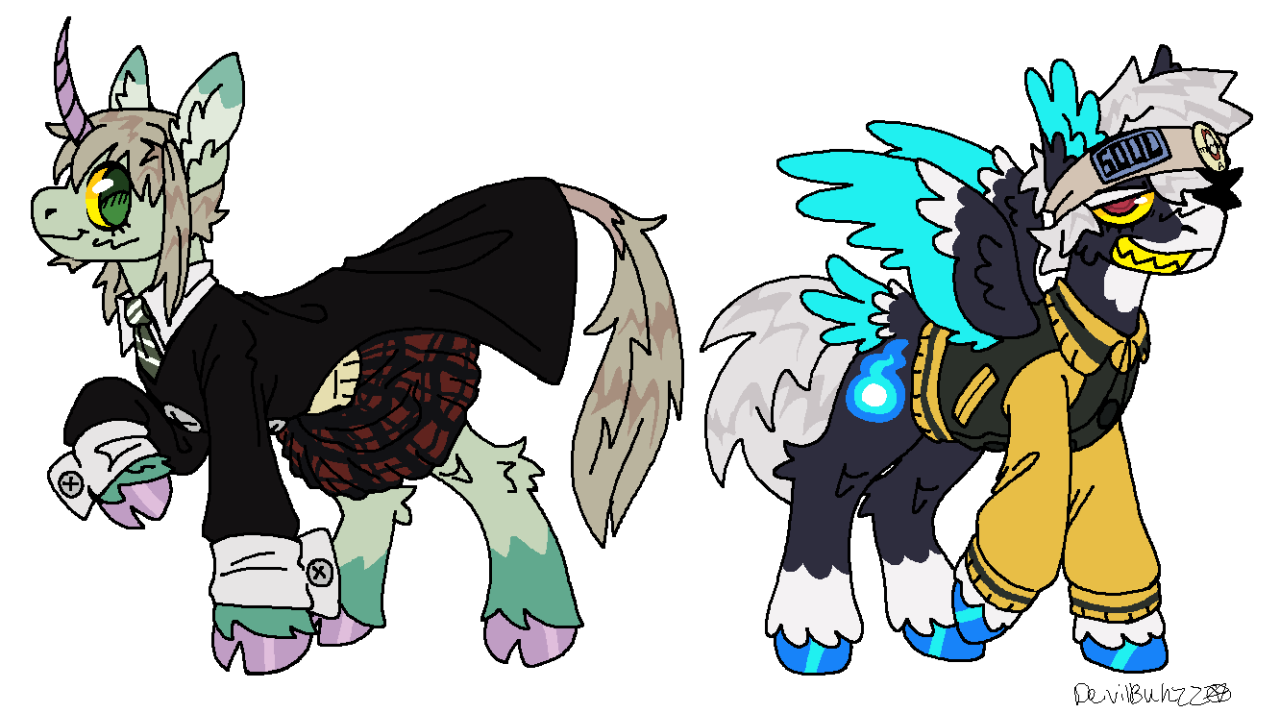 #3169827 - safe, artist:devilbunzz, pegasus, pony, unicorn, clothes ...