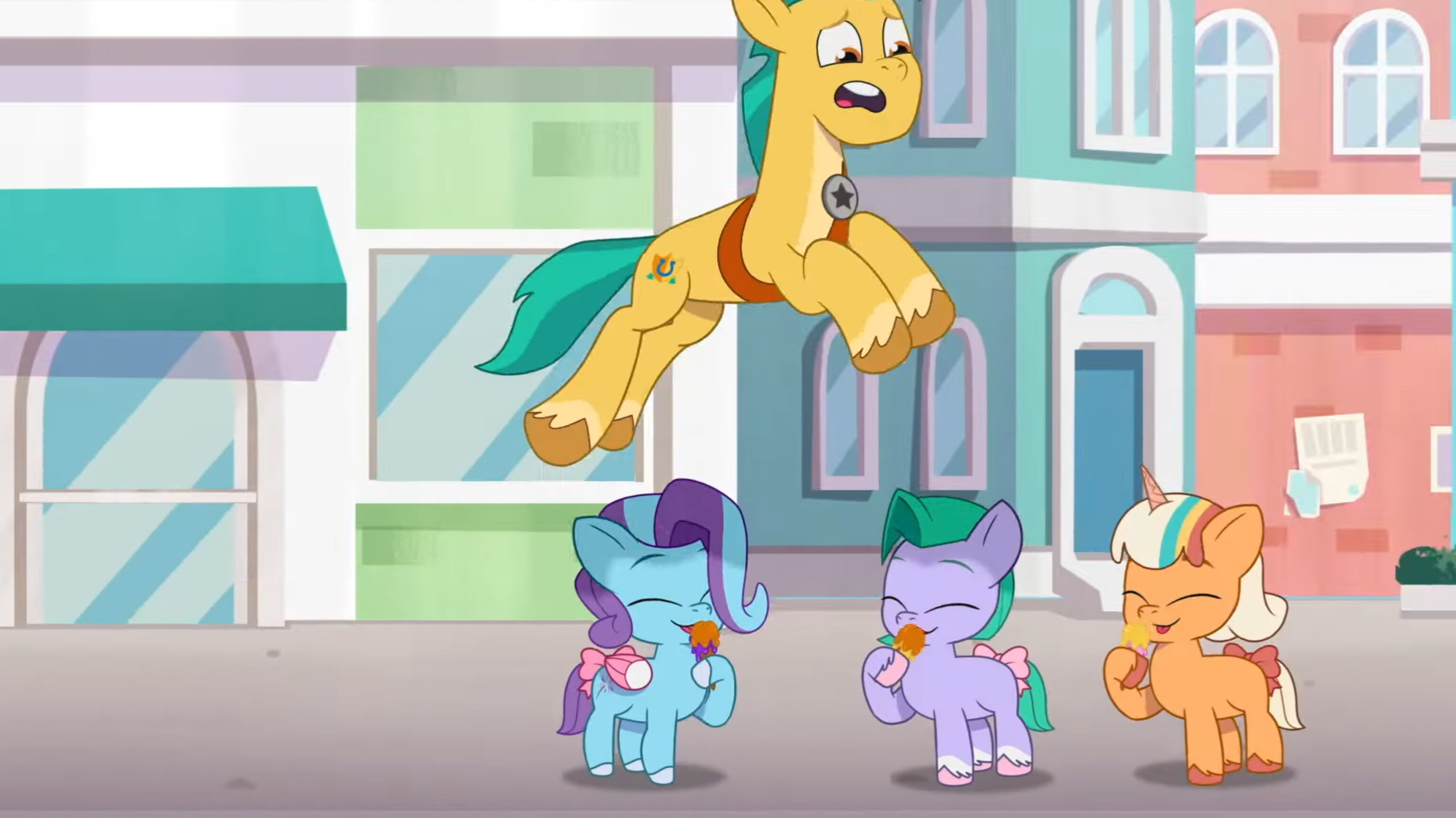 #3179932 - safe, screencap, glory (g5), hitch trailblazer, peach fizz ...