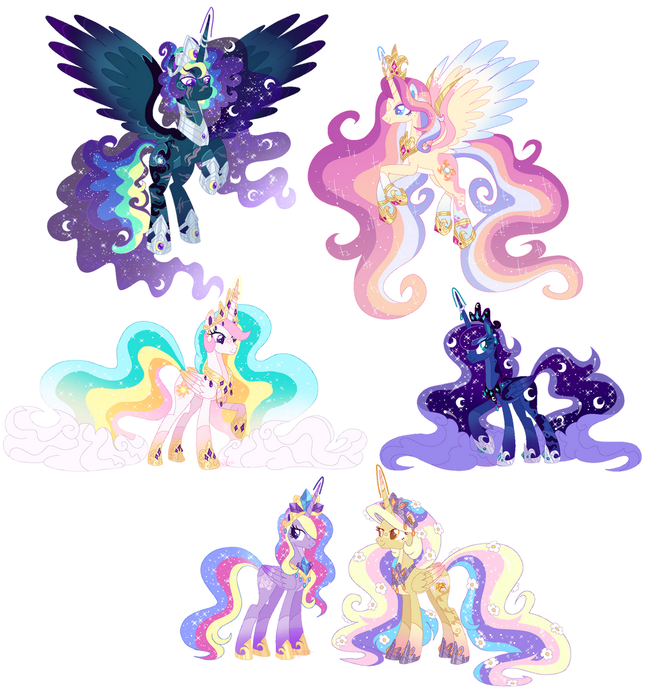 #3184350 - safe, artist:shebasoda, princess celestia, princess gold ...