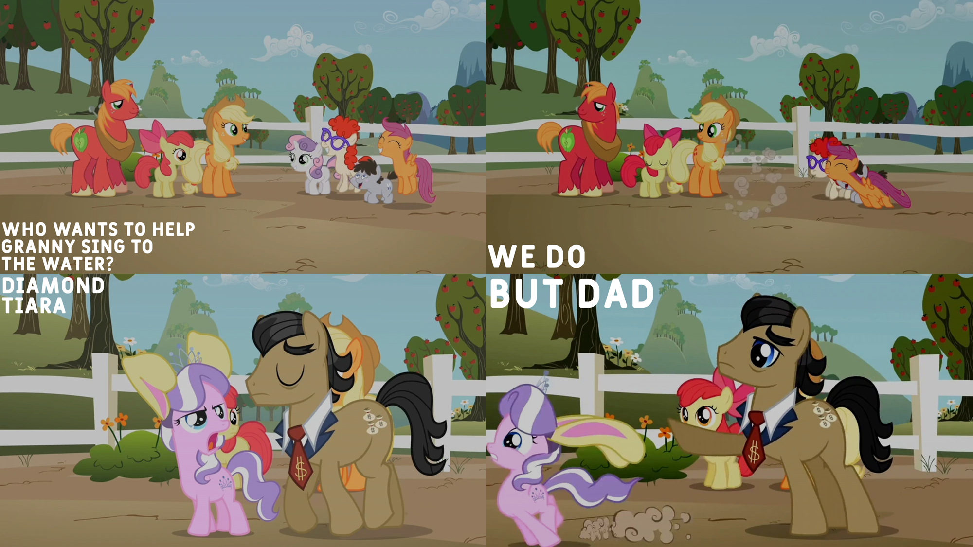 #3187555 - safe, edit, edited screencap, editor:quoterific, screencap, apple bloom, applejack ...