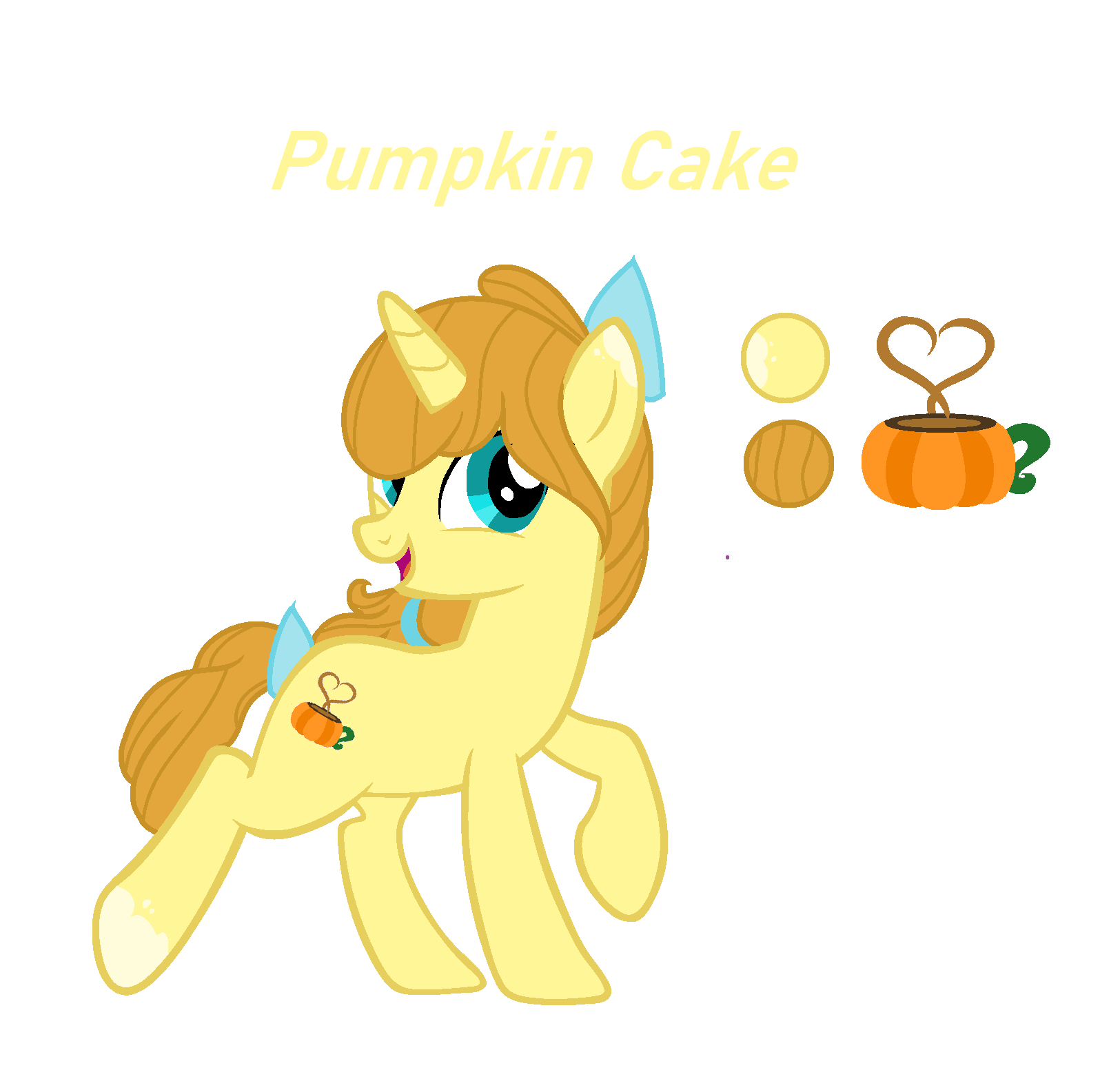 #3189298 - safe, artist:colorcoookie0w0, pumpkin cake, pony, unicorn, g4, alternate cutie mark ...