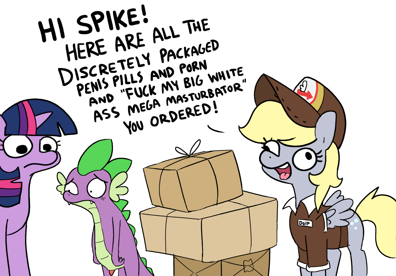 #3175828 - explicit, artist:tjpones, derpy hooves, spike, twilight ...