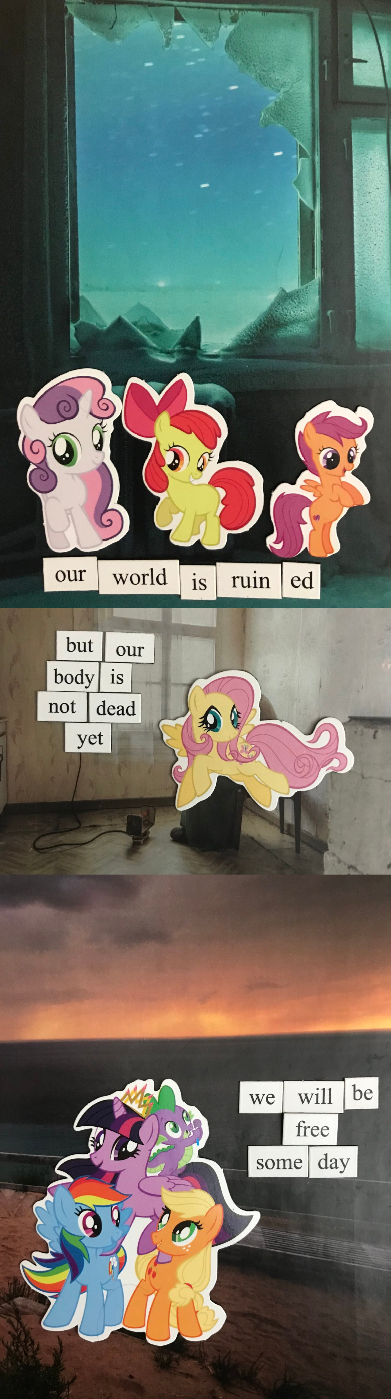 #3175901 - safe, artist:ponymagnets, apple bloom, applejack, fluttershy ...