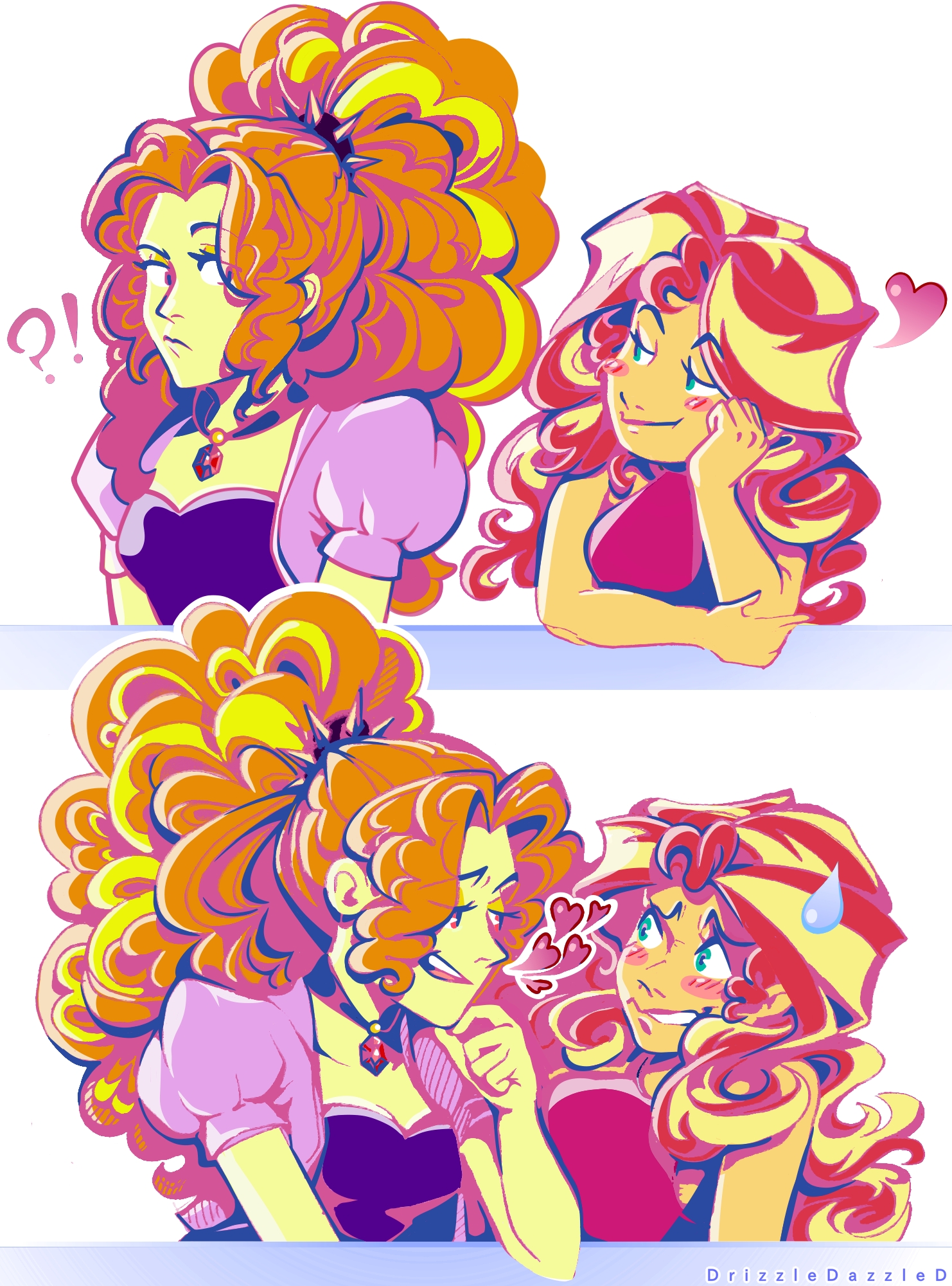 #3178464 - safe, artist:drizzledazzle, derpibooru exclusive, adagio dazzle, sunset shimmer ...