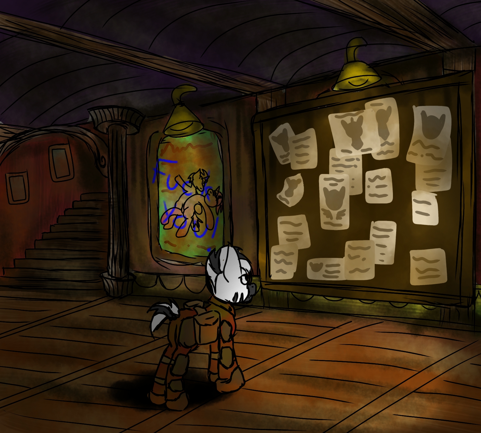 #3199881 - safe, artist:kage, oc, oc only, zebra, fallout equestria ...