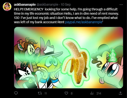 #3206326 - safe, oc, oc:banana pie, advertisement, text - Derpibooru