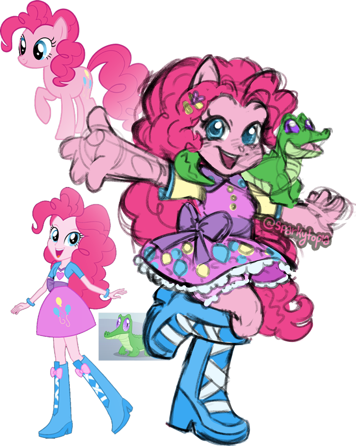 #3278045 - safe, artist:sparkytopia, gummy, pinkie pie, human ...
