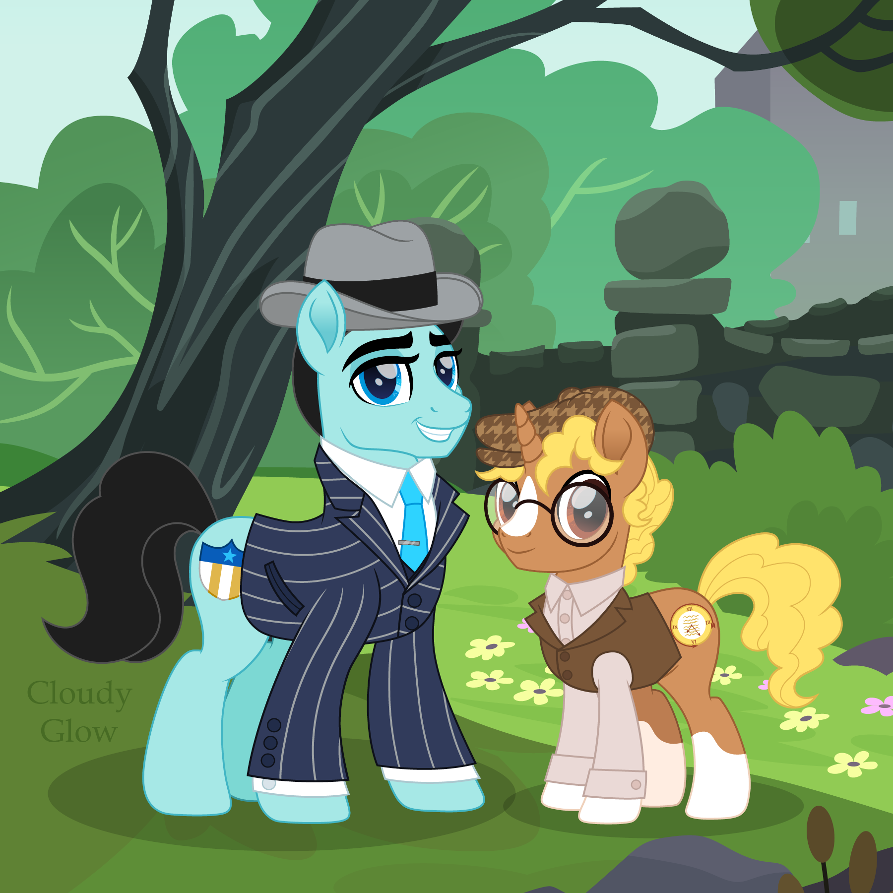 #3278890 - safe, artist:cloudy glow, earth pony, pony, unicorn, g4 ...