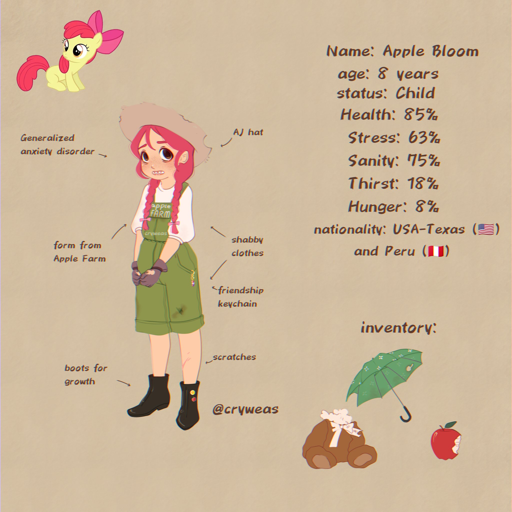 #3280212 - safe, artist:cryweas, apple bloom, human, pony, g4 ...