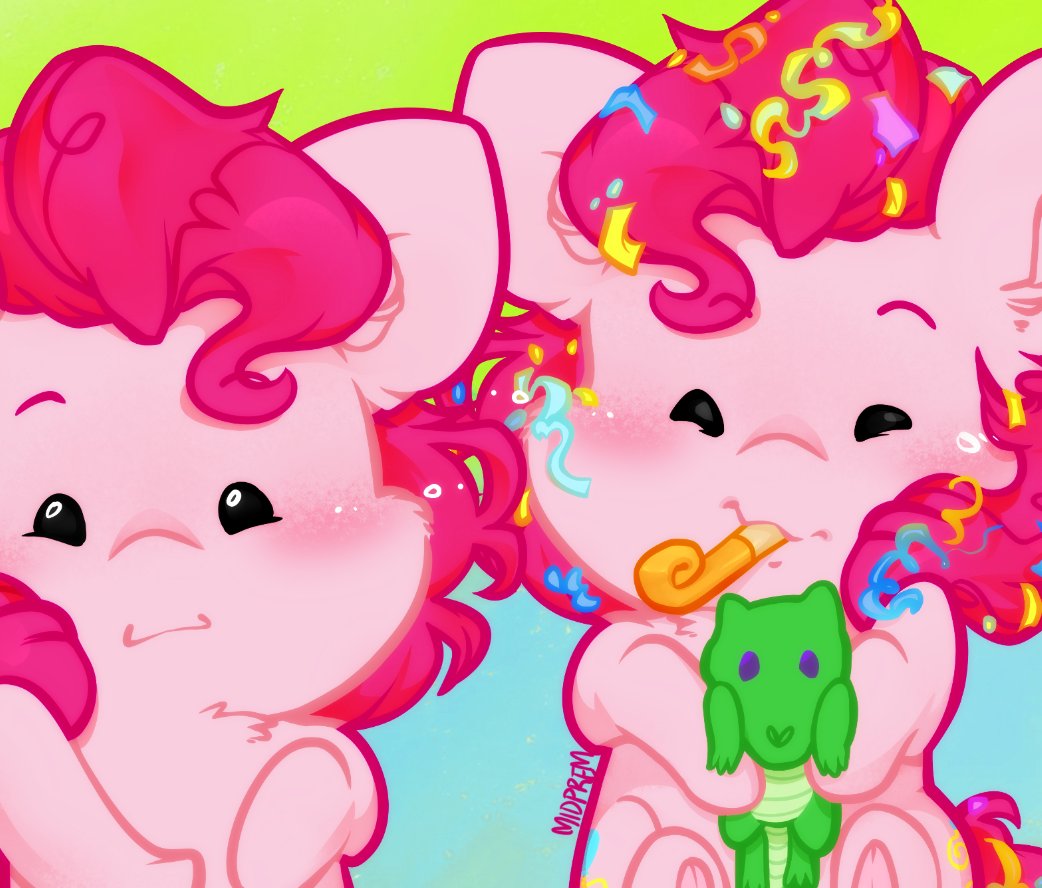 #3283774 - safe, artist:midnightpremiere, gummy, pinkie pie, alligator ...