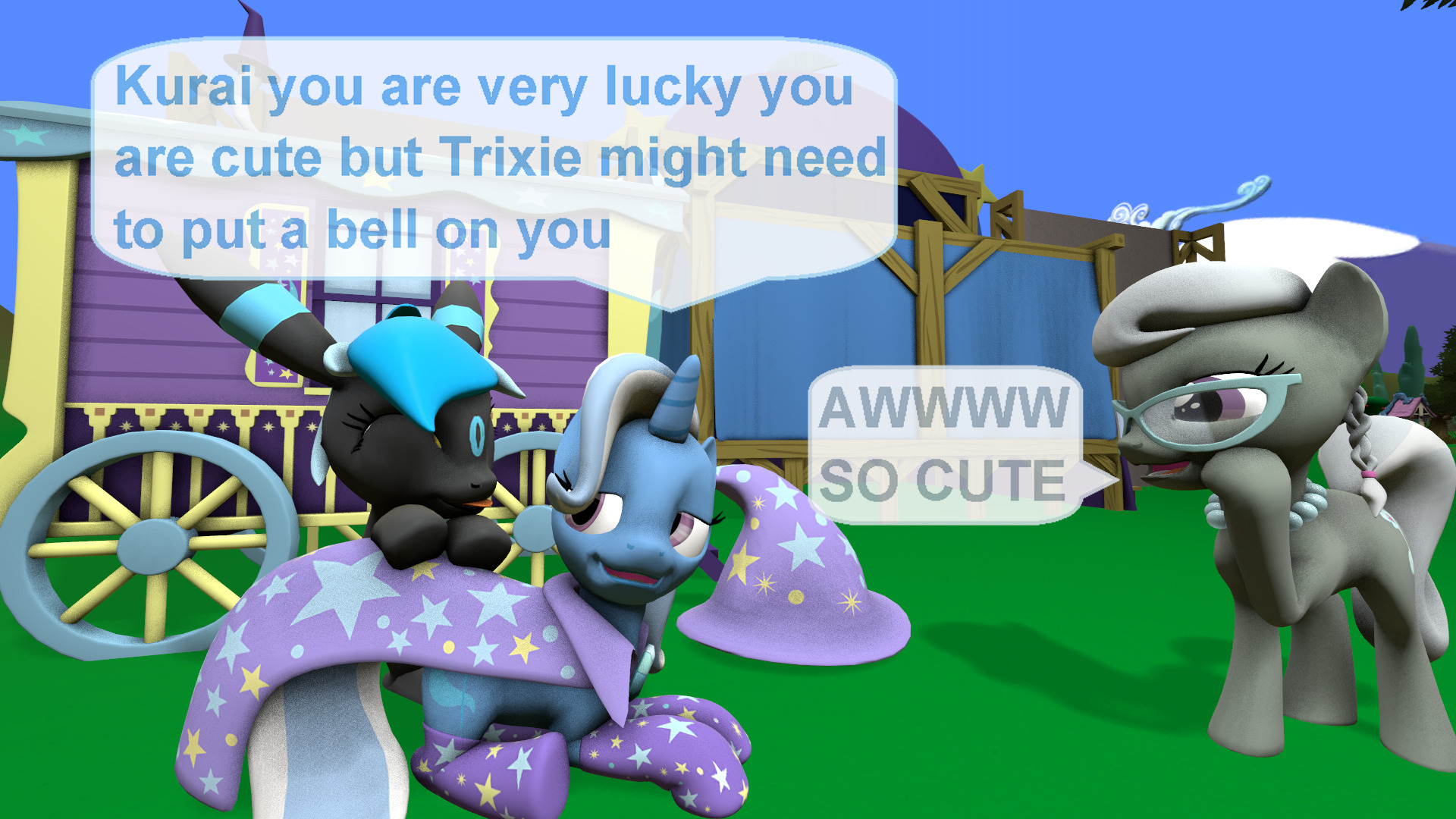 #3273205 - safe, artist:ask-the-luna-knight, silver spoon, trixie, umbreon, g4, 3d, pokémon ...