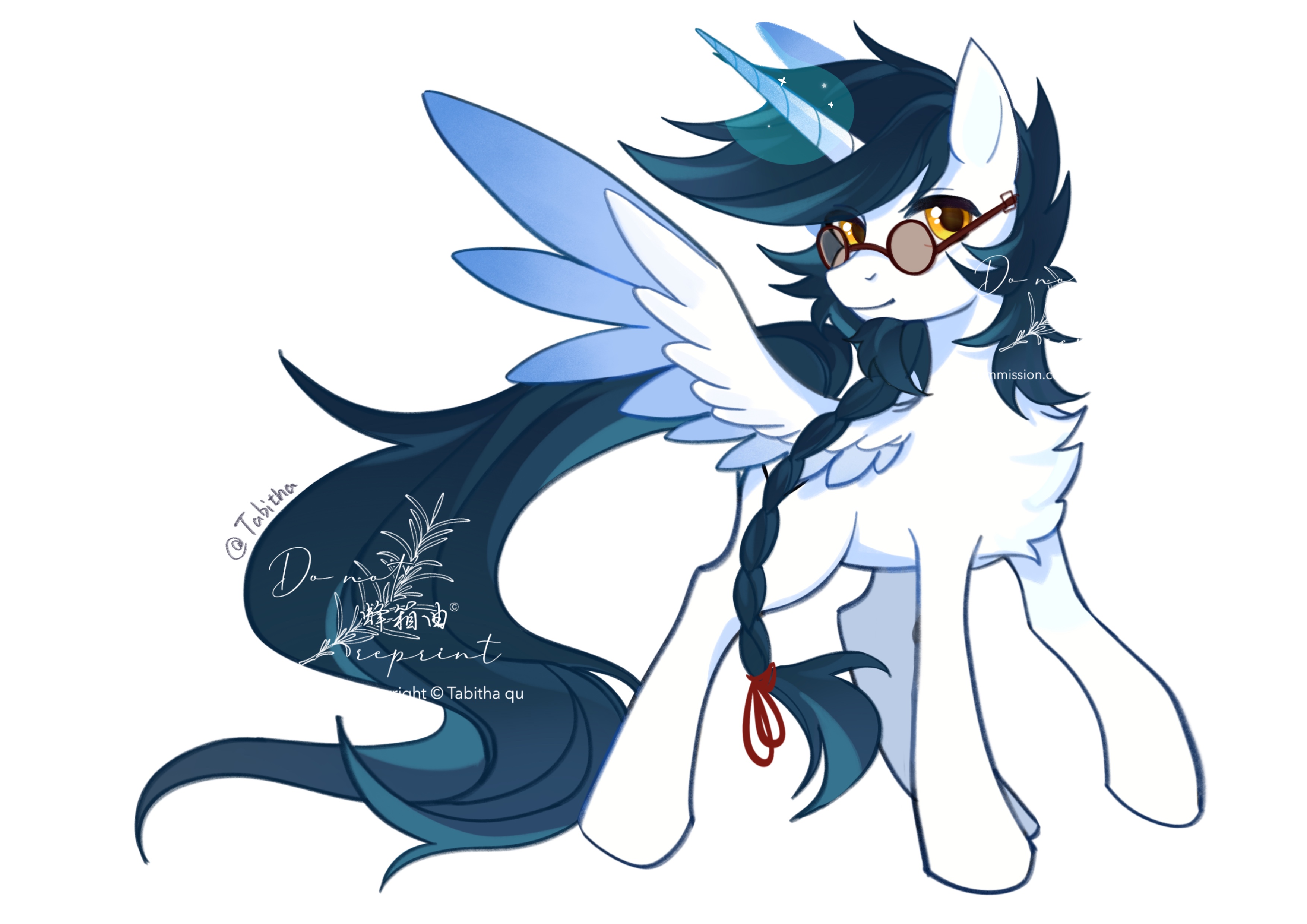 #3287185 - safe, artist:tabithaqu, oc, oc only, alicorn, pony, chest fluff, glasses, male ...