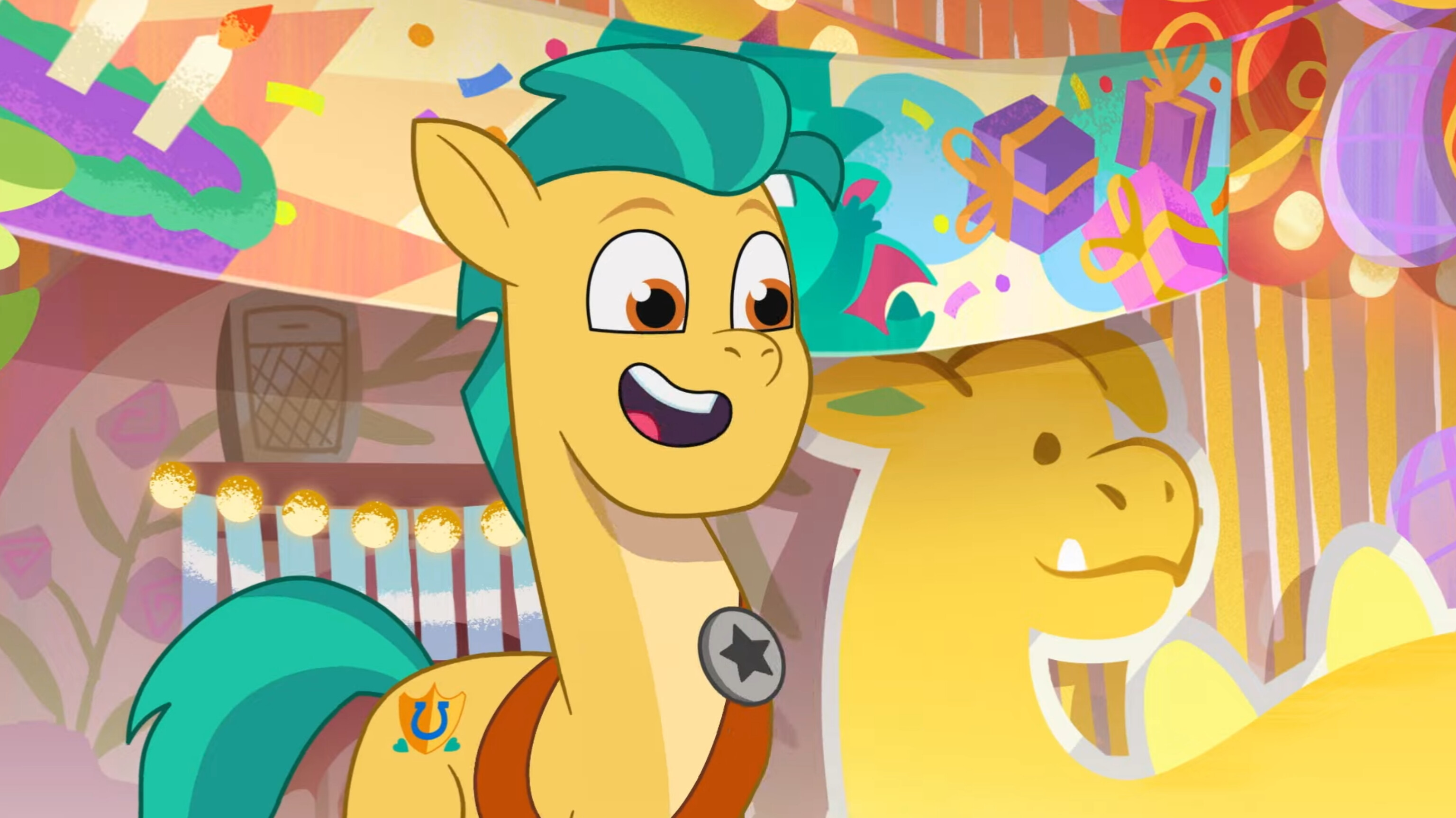 #3288104 - safe, screencap, hitch trailblazer, earth pony, pony, cake ...