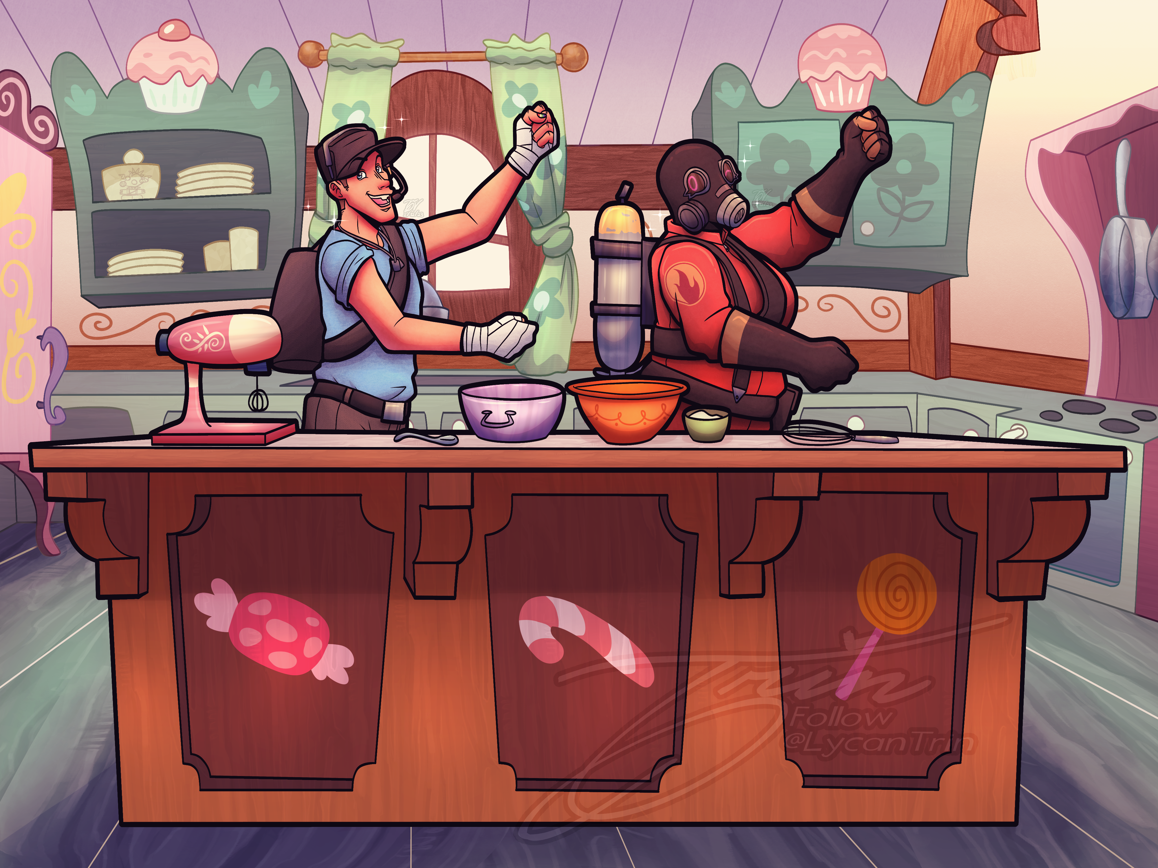 #3288785 - safe, artist:lycantrin, human, cupcakes hd, g4, baking, bowl ...
