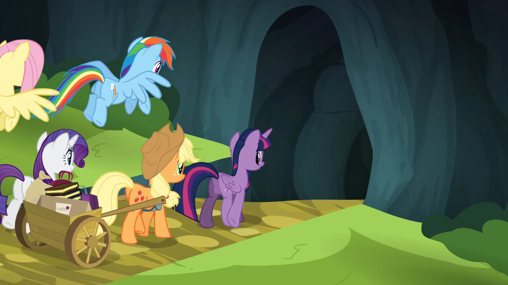 #3460406 - safe, screencap, applejack, fluttershy, rainbow dash, rarity ...