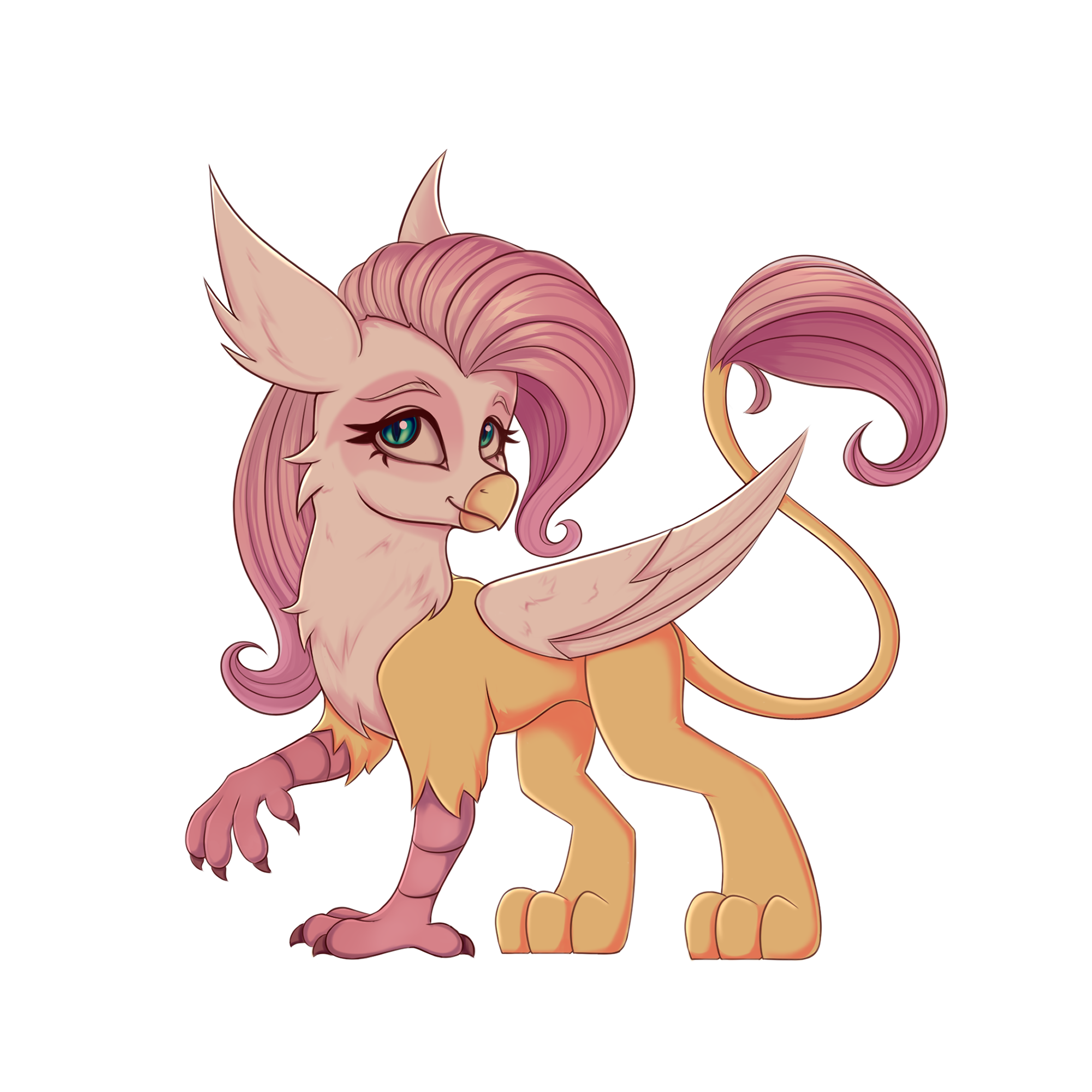 #3461286 - safe, artist:tanatos, fluttershy, griffon, collaboration ...