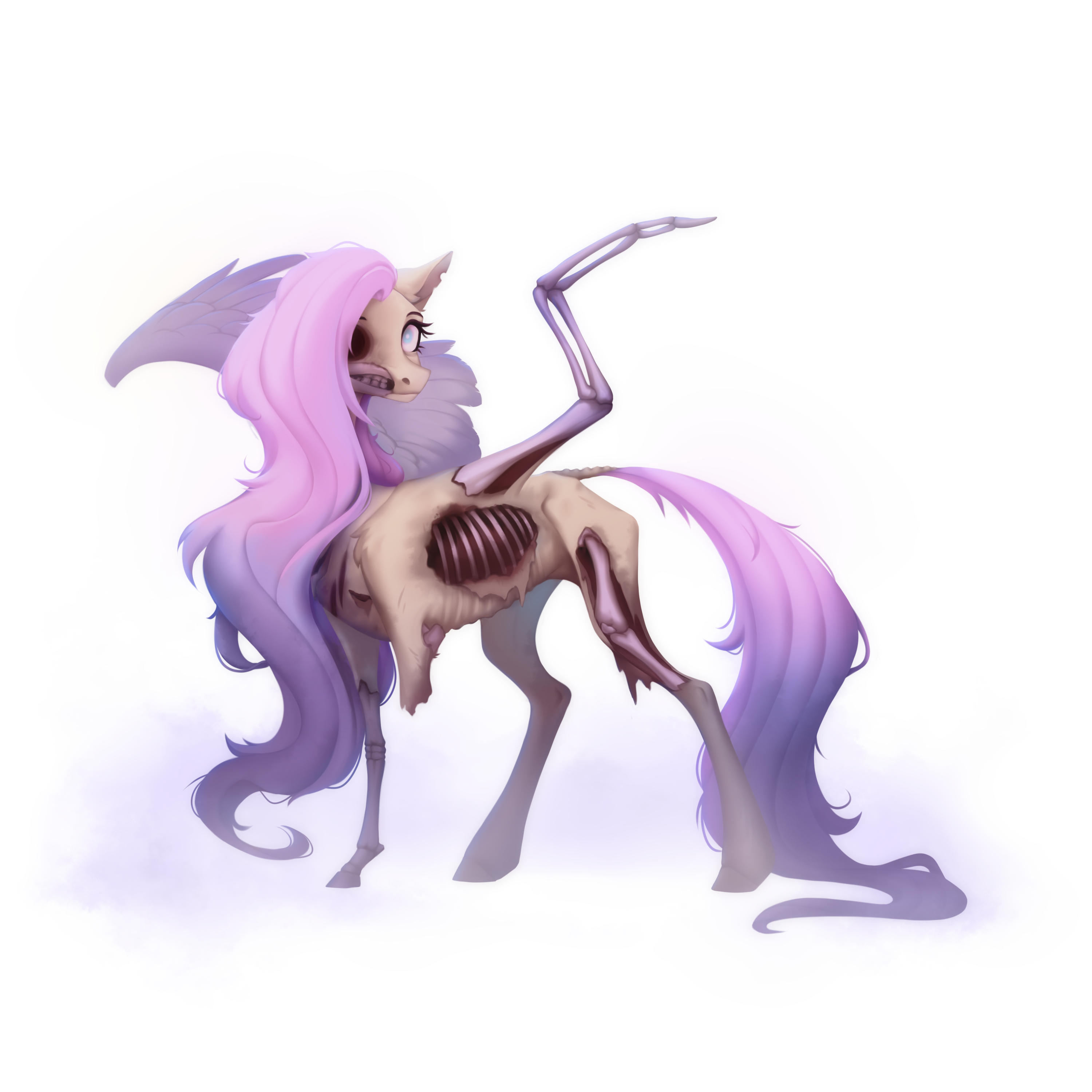 #3461297 - semi-grimdark, artist:sparkling_light, fluttershy, ghost, ghost pony, pegasus, pony ...