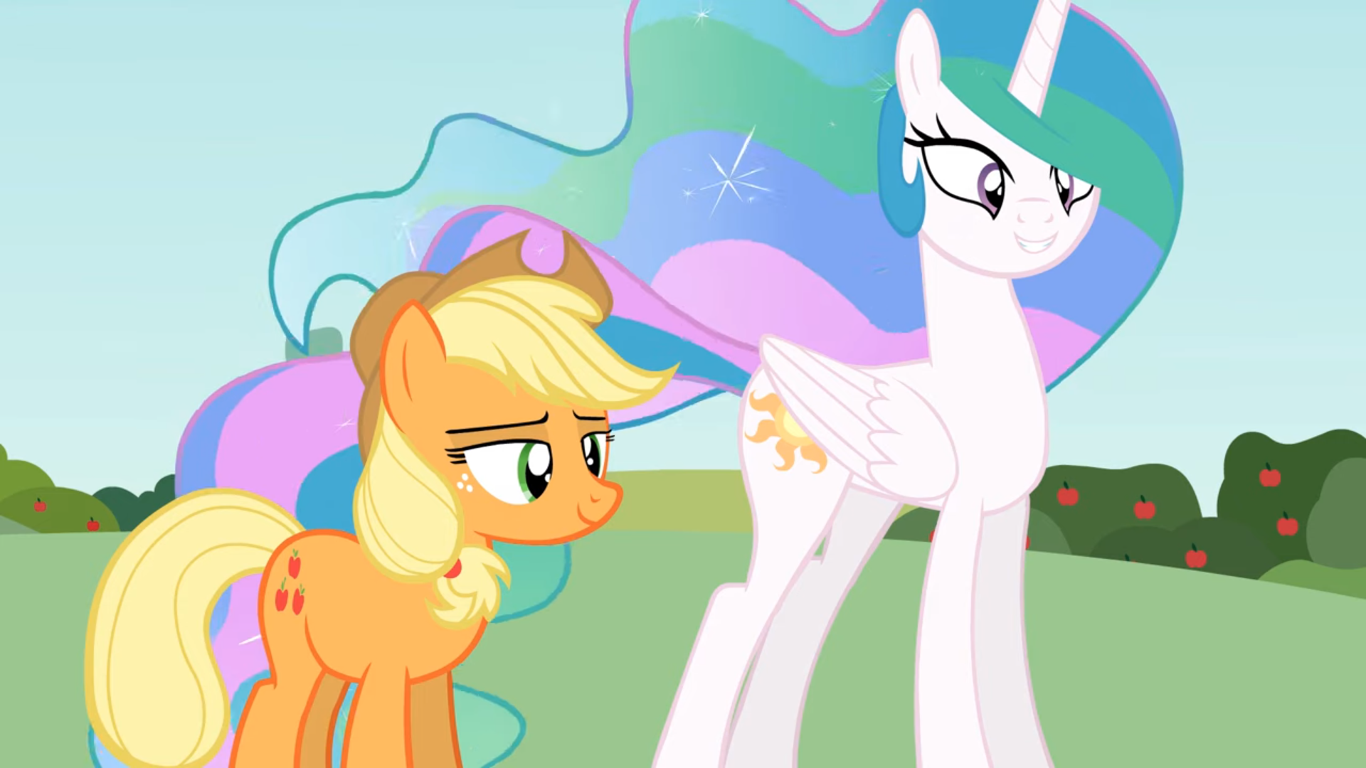 #3462073 - safe, artist:forgalorga, applejack, princess celestia ...