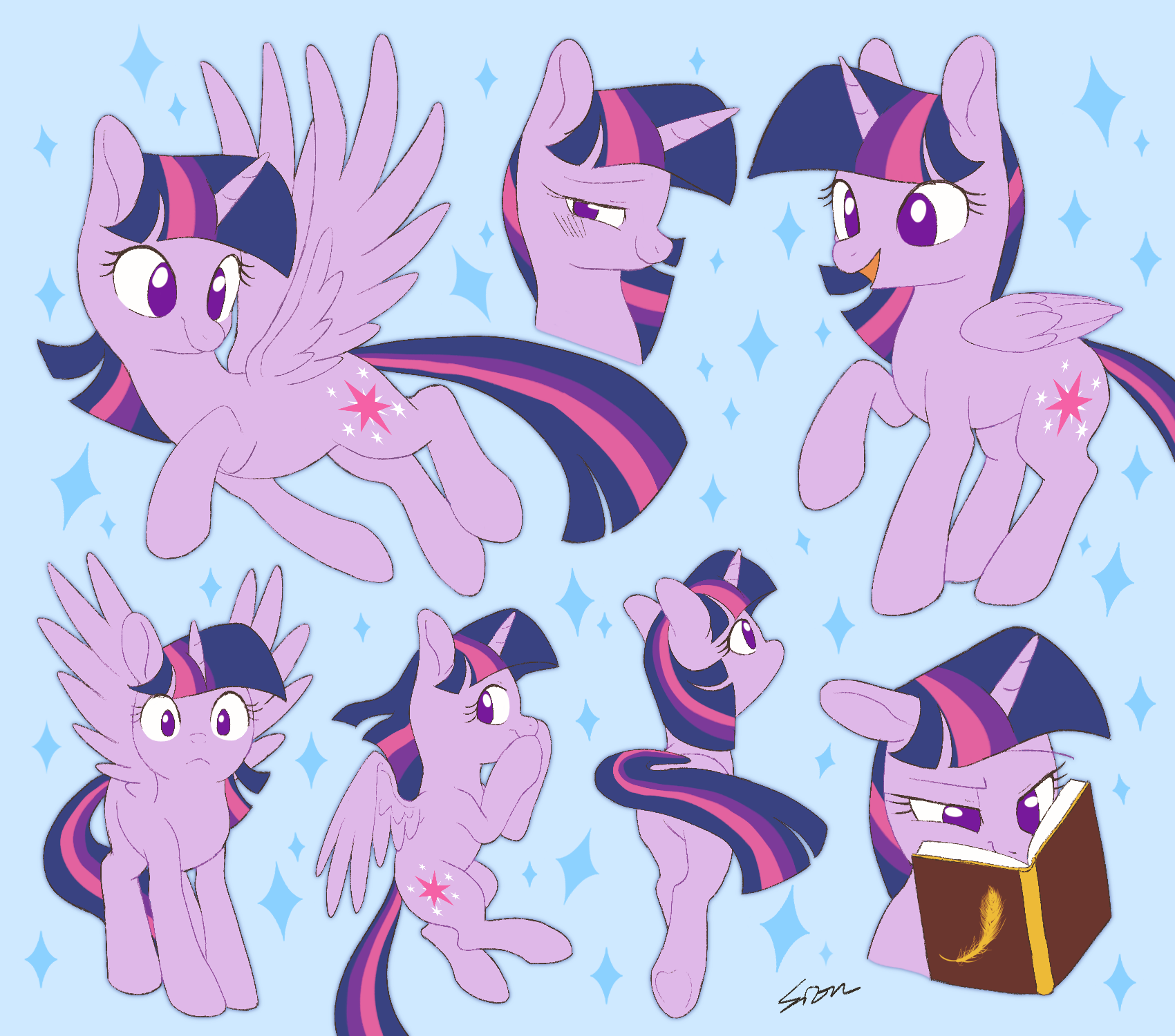 #3462715 - safe, artist:sion, twilight sparkle, alicorn, pony, g4, book, butt, covering mouth ...