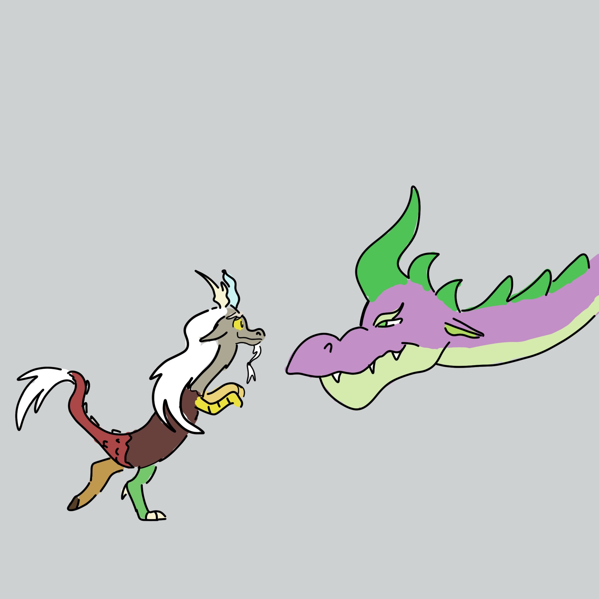 #3463214 - safe, artist:dandeesaturn, discord, spike, draconequus ...