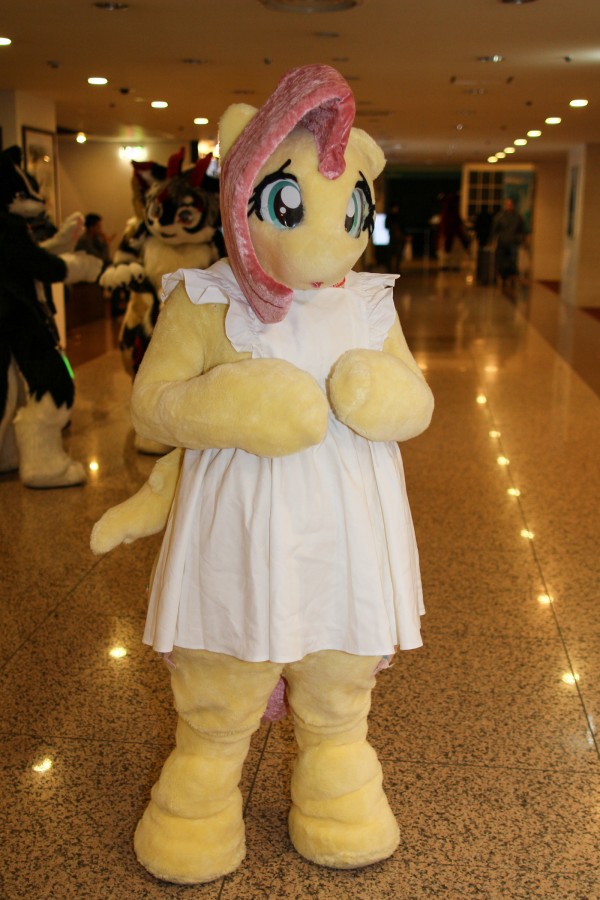 #3464817 - safe, fluttershy, g4, 2018, clothes, dress, fursuit, indoors ...