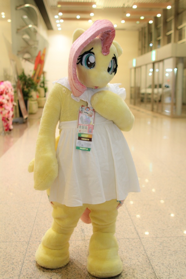 #3464819 - safe, fluttershy, g4, 2018, clothes, dress, fursuit, indoors ...