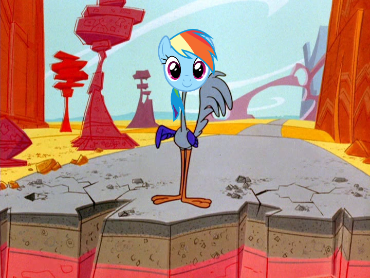 #3464871 - safe, edit, rainbow dash, bird, pegasus, pony, roadrunner ...