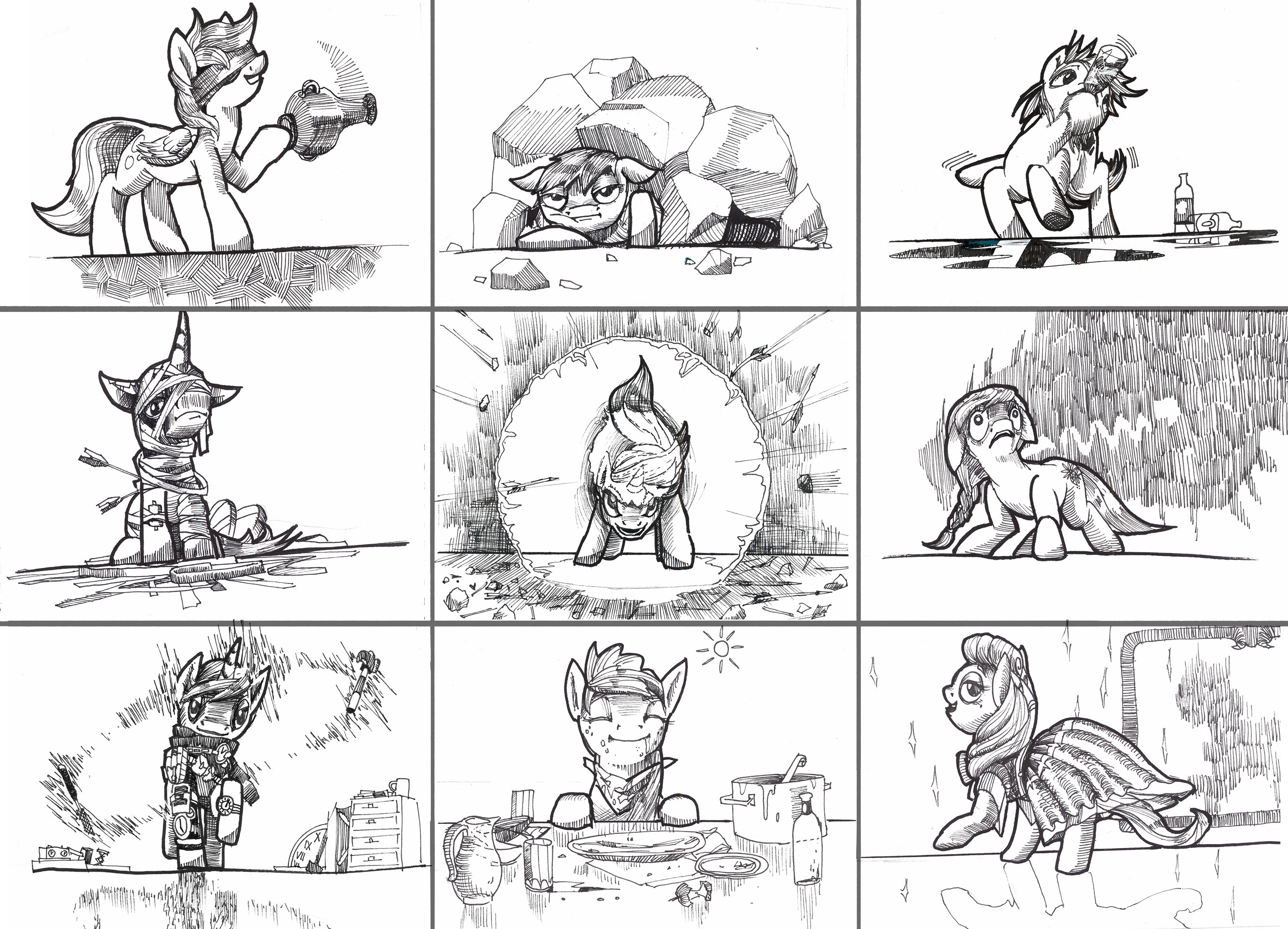 #3469432 - safe, artist:quiet-victories, earth pony, pony, unicorn ...