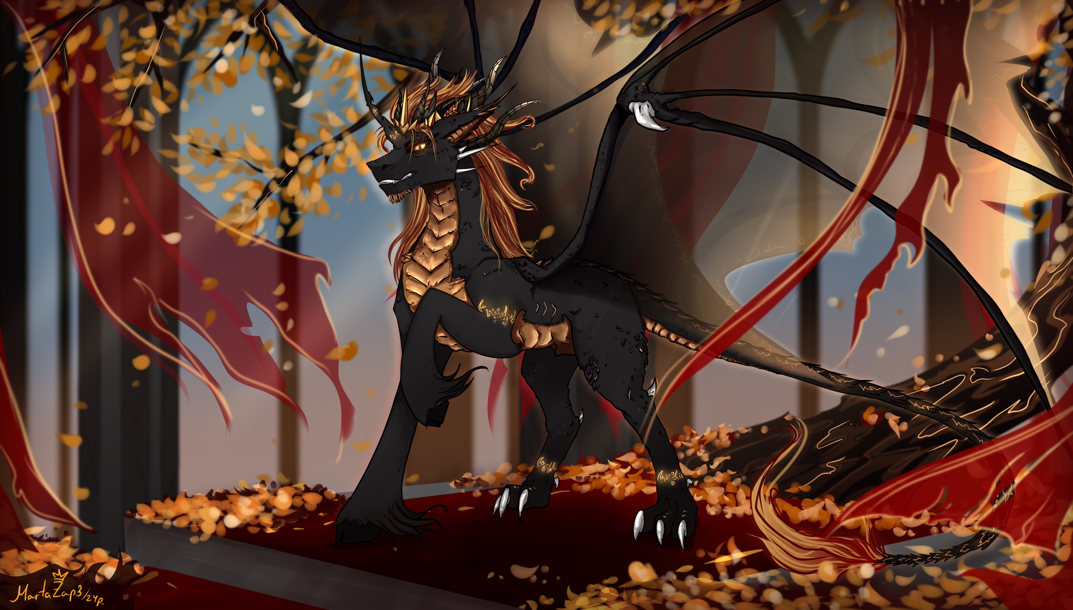 #3470050 - safe, artist:martazap3, oc, oc only, alicorn, dracony, dragon, hybrid, castle, crown ...