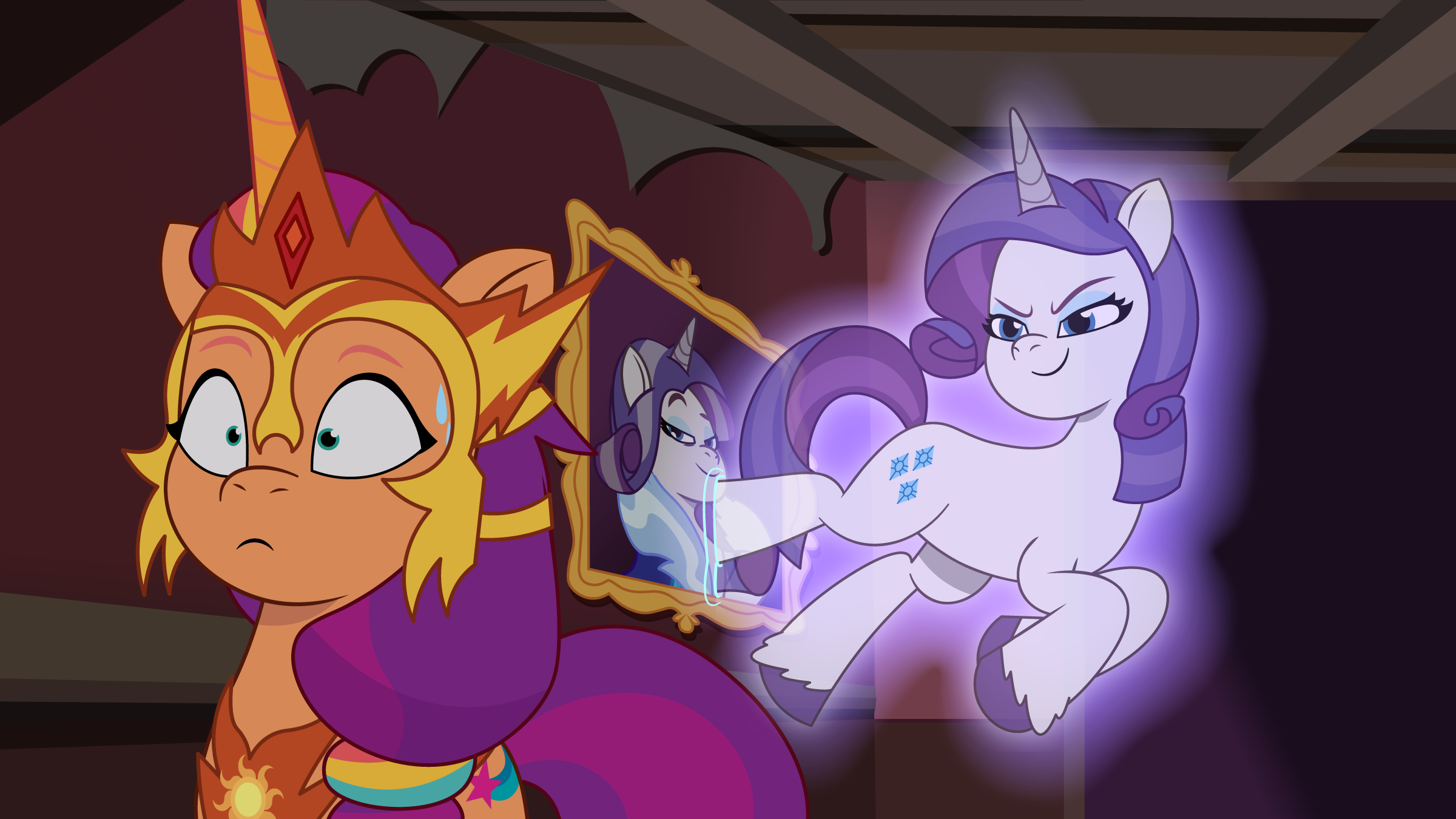 #3472922 - safe, artist:prixy05, rarity, sunny starscout, earth pony, ghost, ghost pony, pony ...