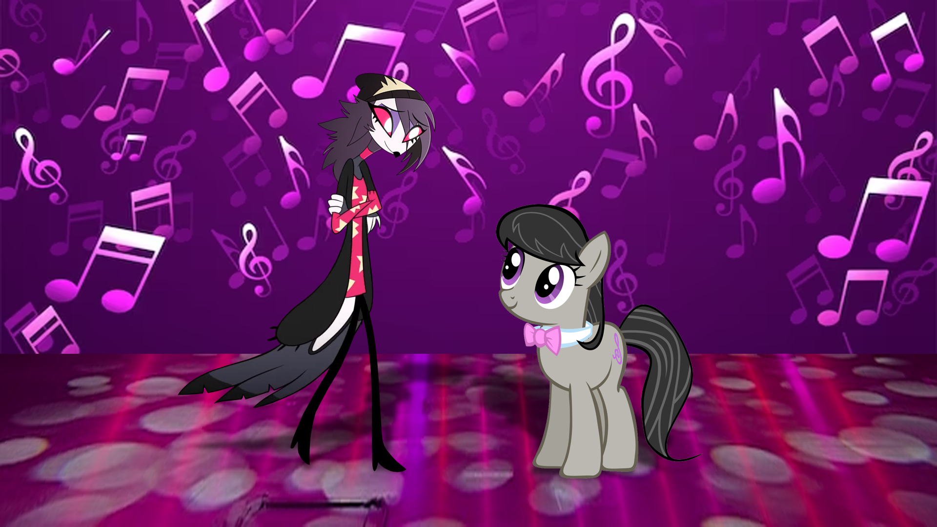 #3476208 - safe, artist:kingevan210, octavia melody, bird, demon, earth ...