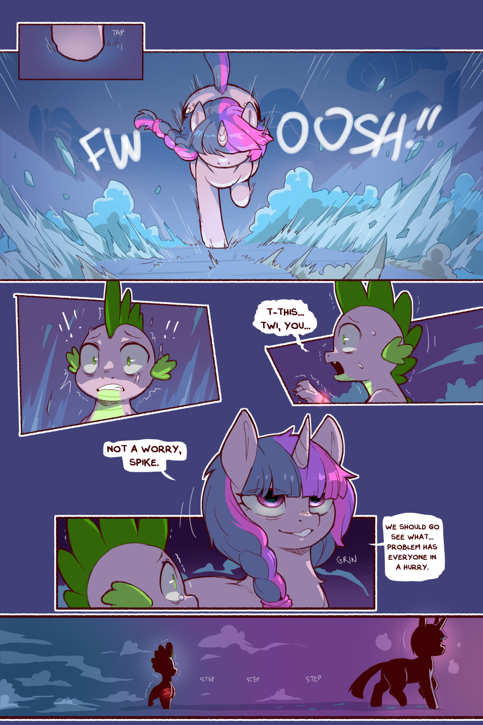 #3477319 - safe, alternate version, spike, twilight sparkle, cold blooded twilight, comic:cold ...