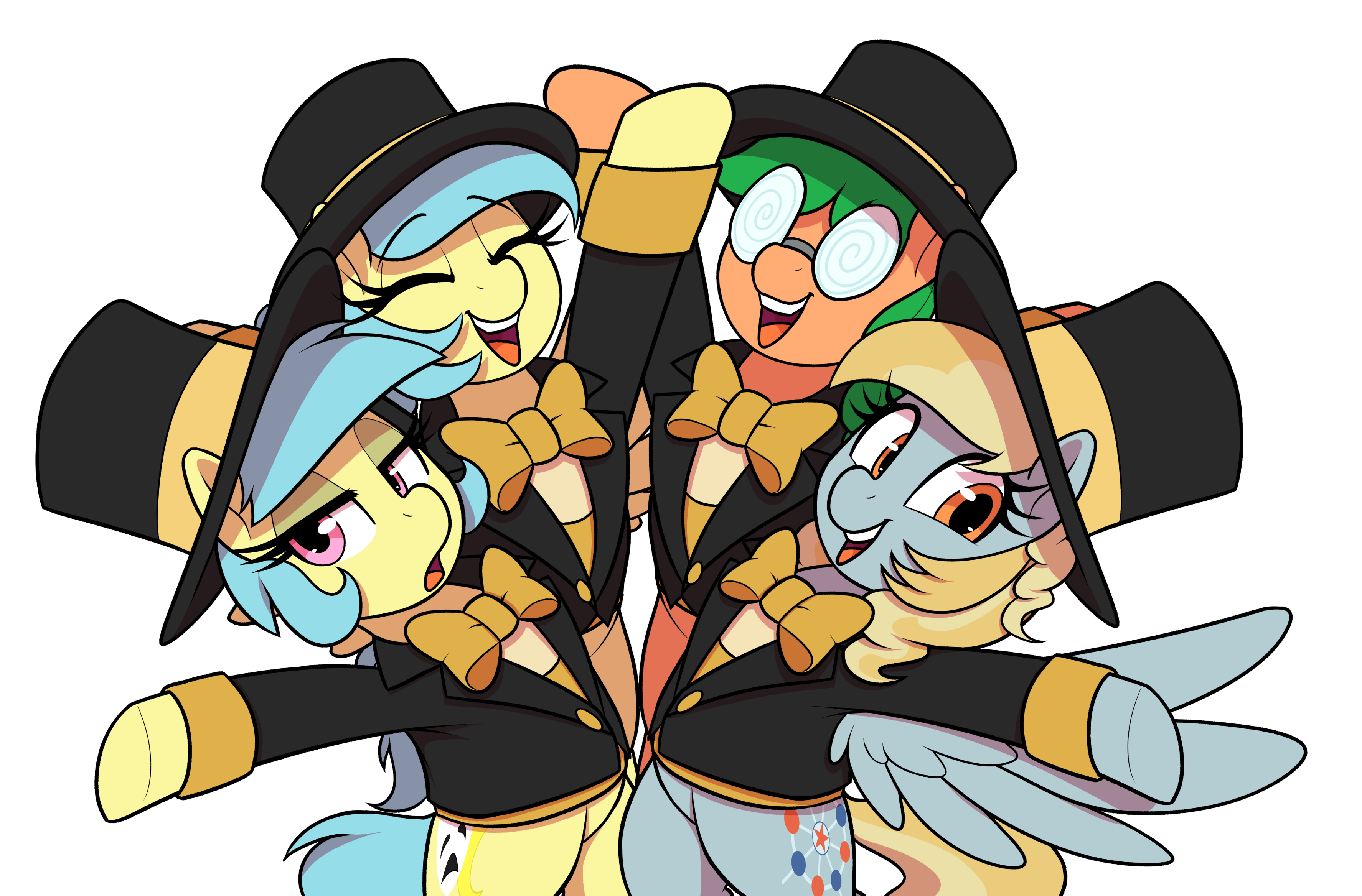 #3457470 - safe, artist:thebatfang, oc, oc only, oc:fair flyer, oc:matinee, oc:morning mimosa ...