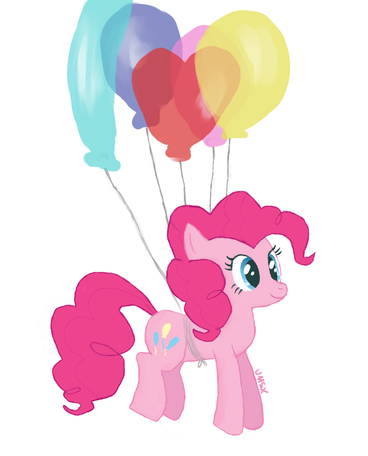 #3458446 - safe, artist:umsx, pinkie pie, earth pony, pony, g4, balloon ...