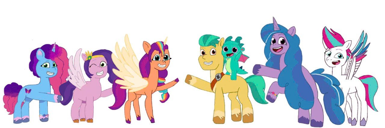 #3458507 - safe, artist:gquestria96, hitch trailblazer, izzy moonbow, misty brightdawn, pipp ...