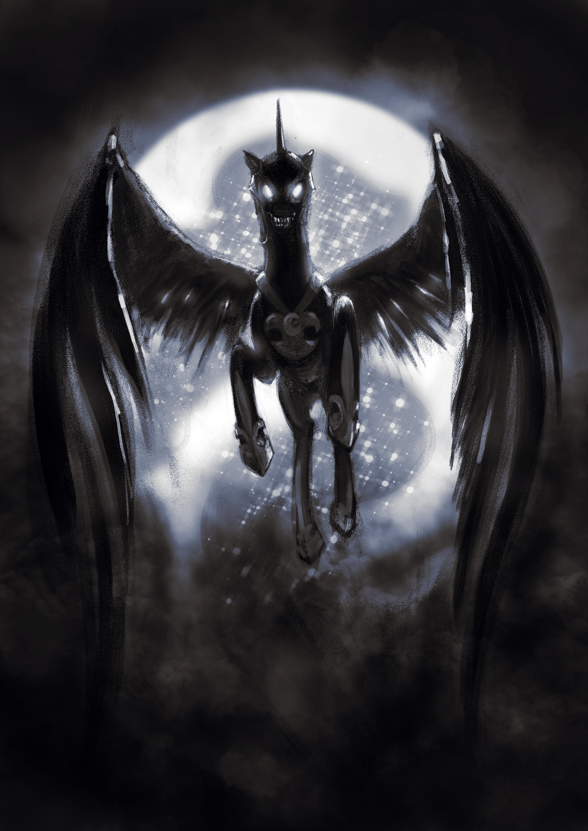 #3478125 - safe, artist:sh1la, nightmare moon, alicorn, pony, g4 ...