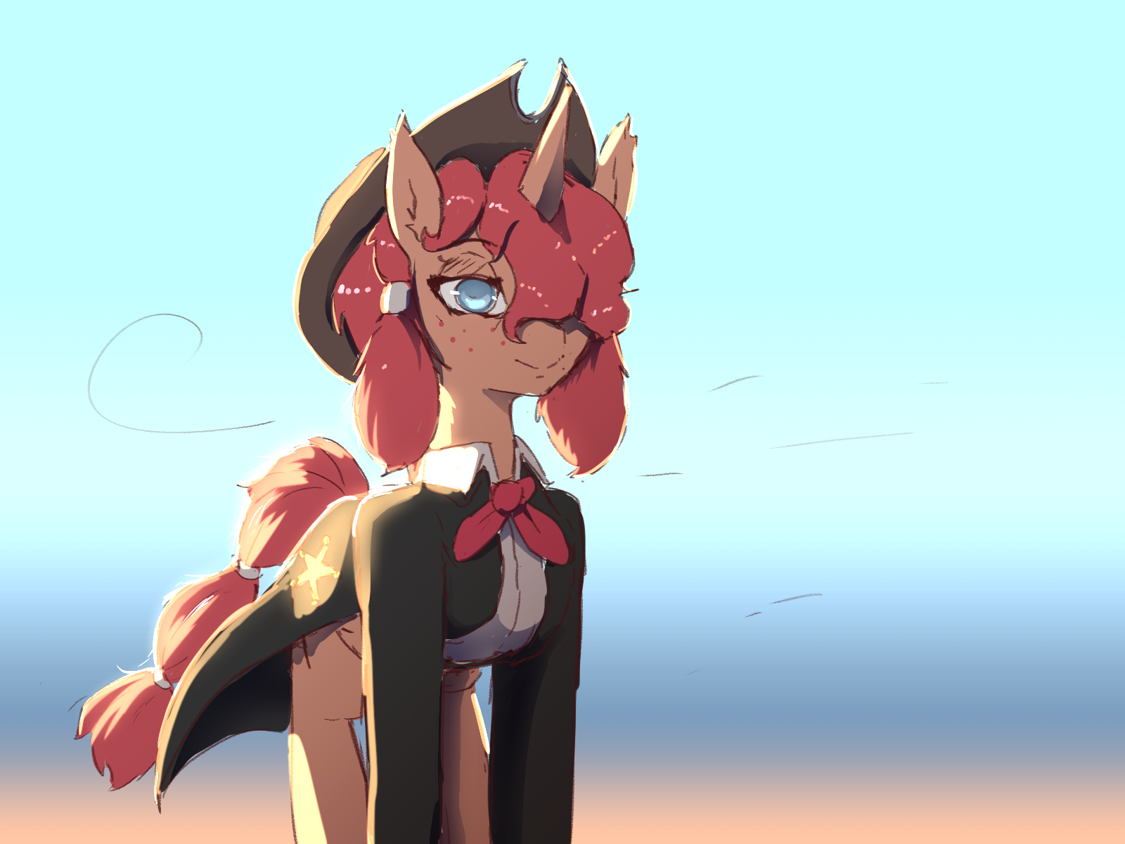 #3484444 - safe, artist:lizzard_sama, oc, oc only, oc:dusty spur, pony, sheriff, solo, western ...