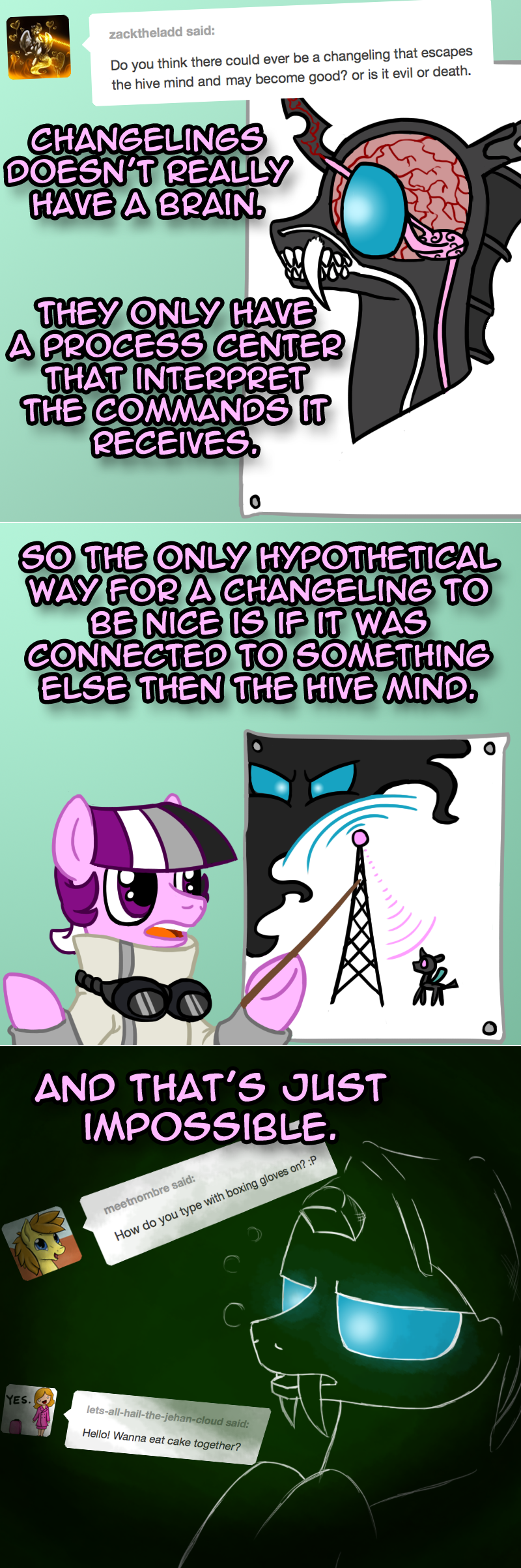 #3486393 - safe, artist:thedragenda, oc, oc:ace, changeling, pony, ask ...