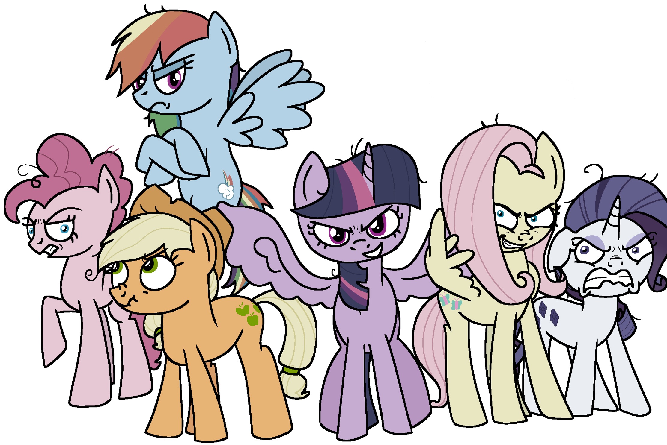 #3487047 - safe, artist:funflower2011, mean applejack, mean fluttershy ...