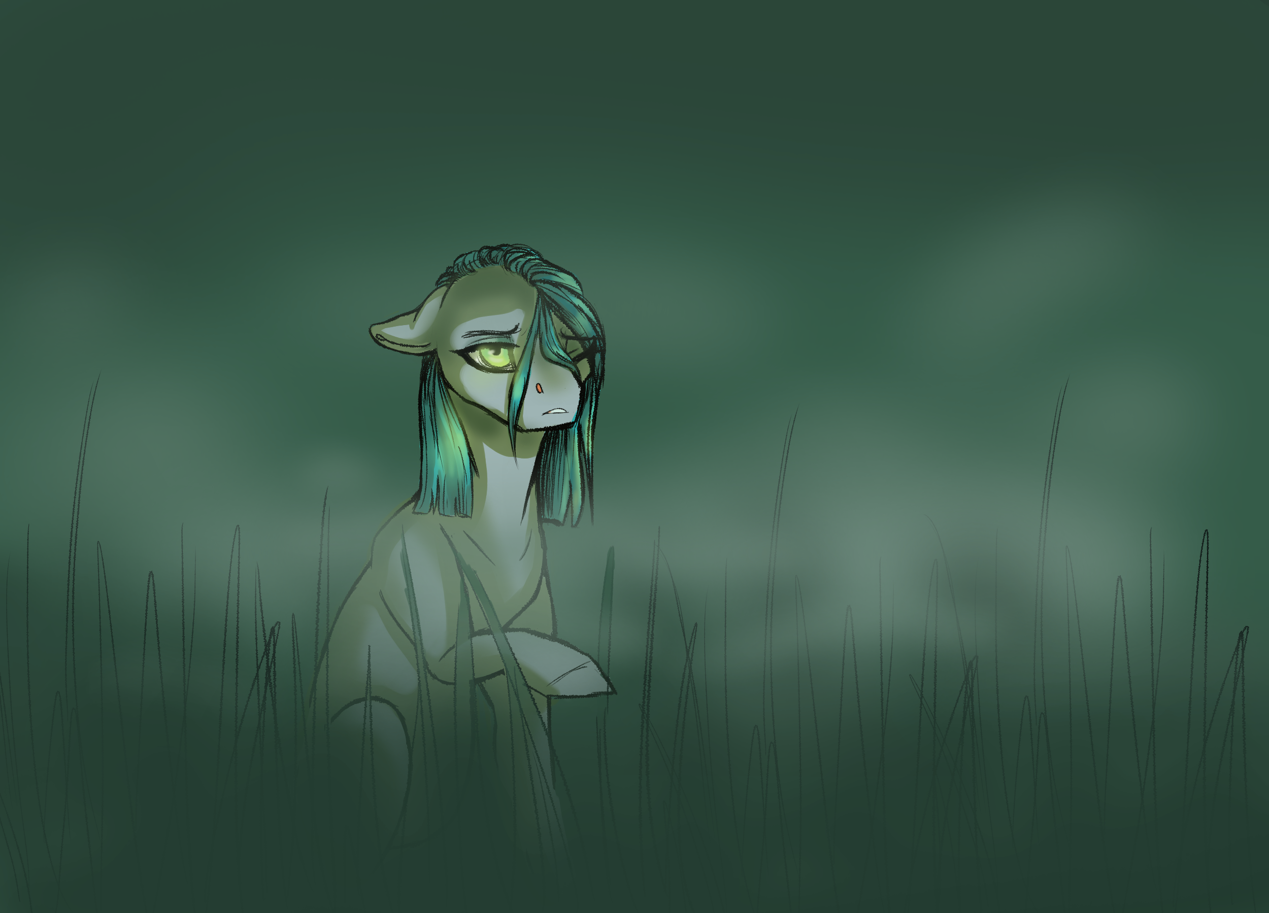 #3490147 - safe, artist:pjj0, queen chrysalis, earth pony, pony, g4, female, mare, marsh, one ...