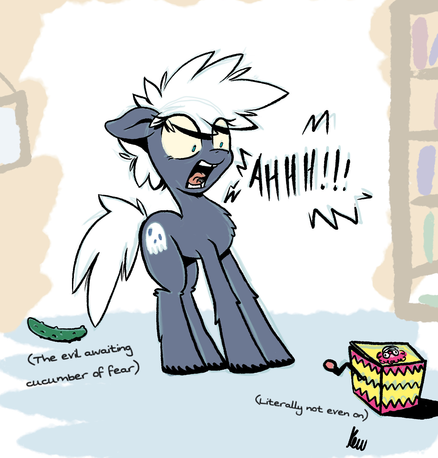 #3492236 - safe, artist:kenn, oc, oc only, oc:jumpscare, pony, cucumber ...