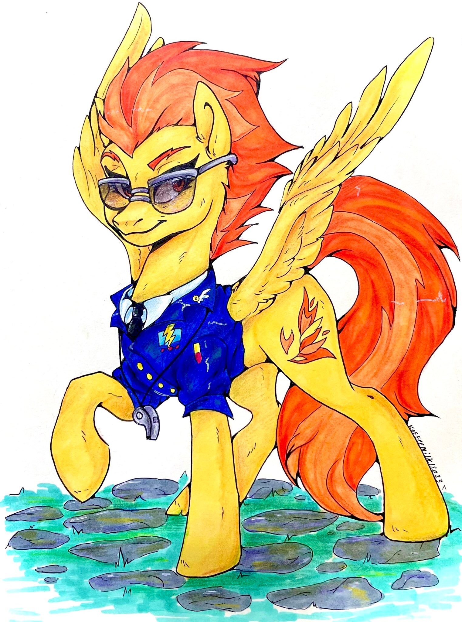 #3495509 - safe, artist:koffeemilk, spitfire, pegasus, pony, g4 ...