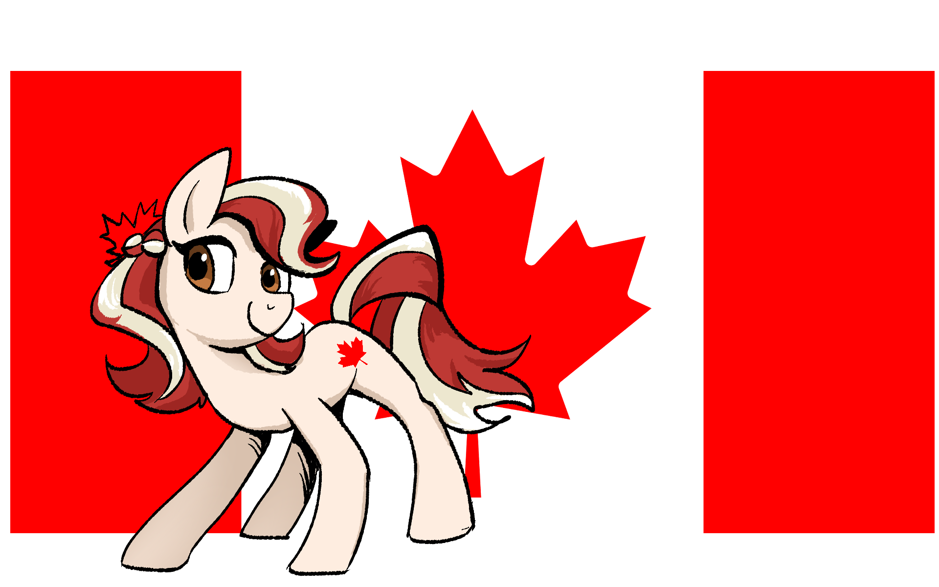 #3496496 - safe, artist:brella, oc, pony, canada, nation ponies, national flag, ponified, solo ...